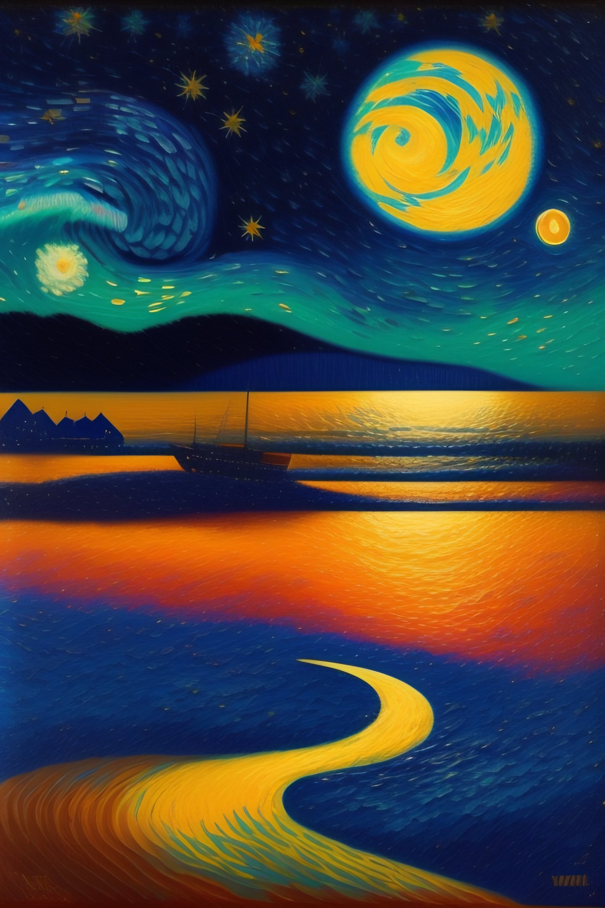 Lexica - Star moon rising kandisky and van gogh