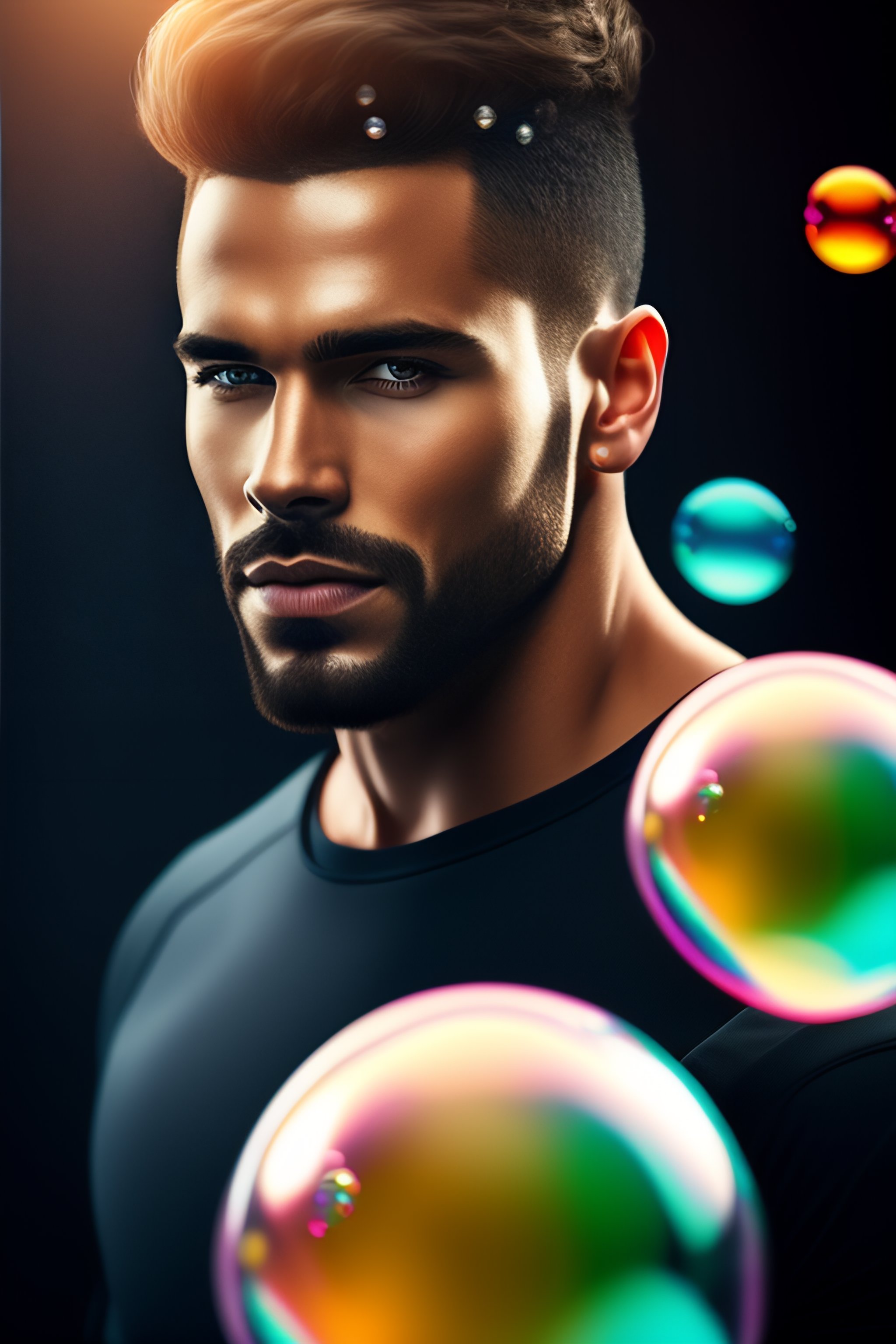 Lexica - A guy with bubbles around him, hd