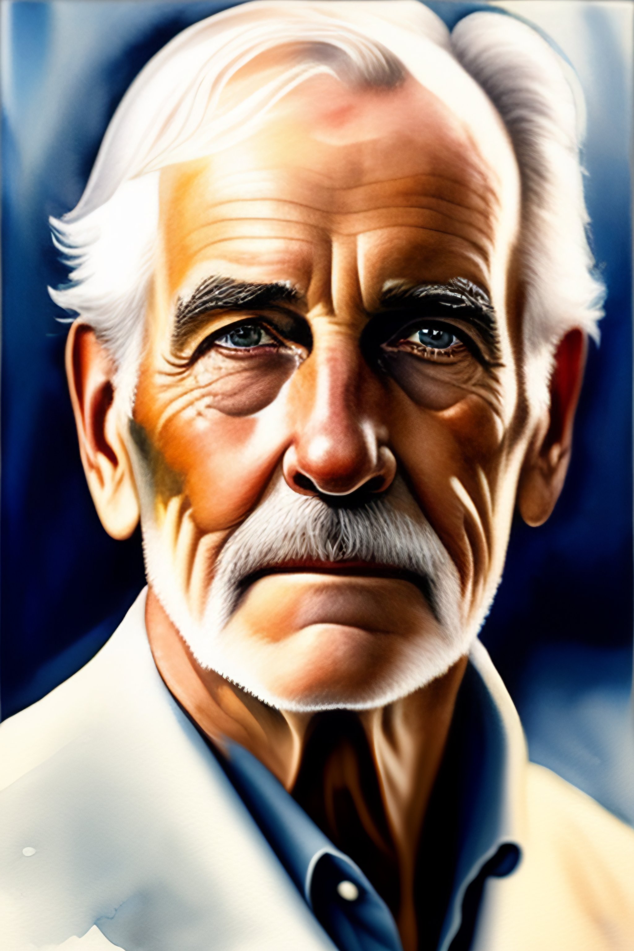 Lexica - Watercolor old man close-up face