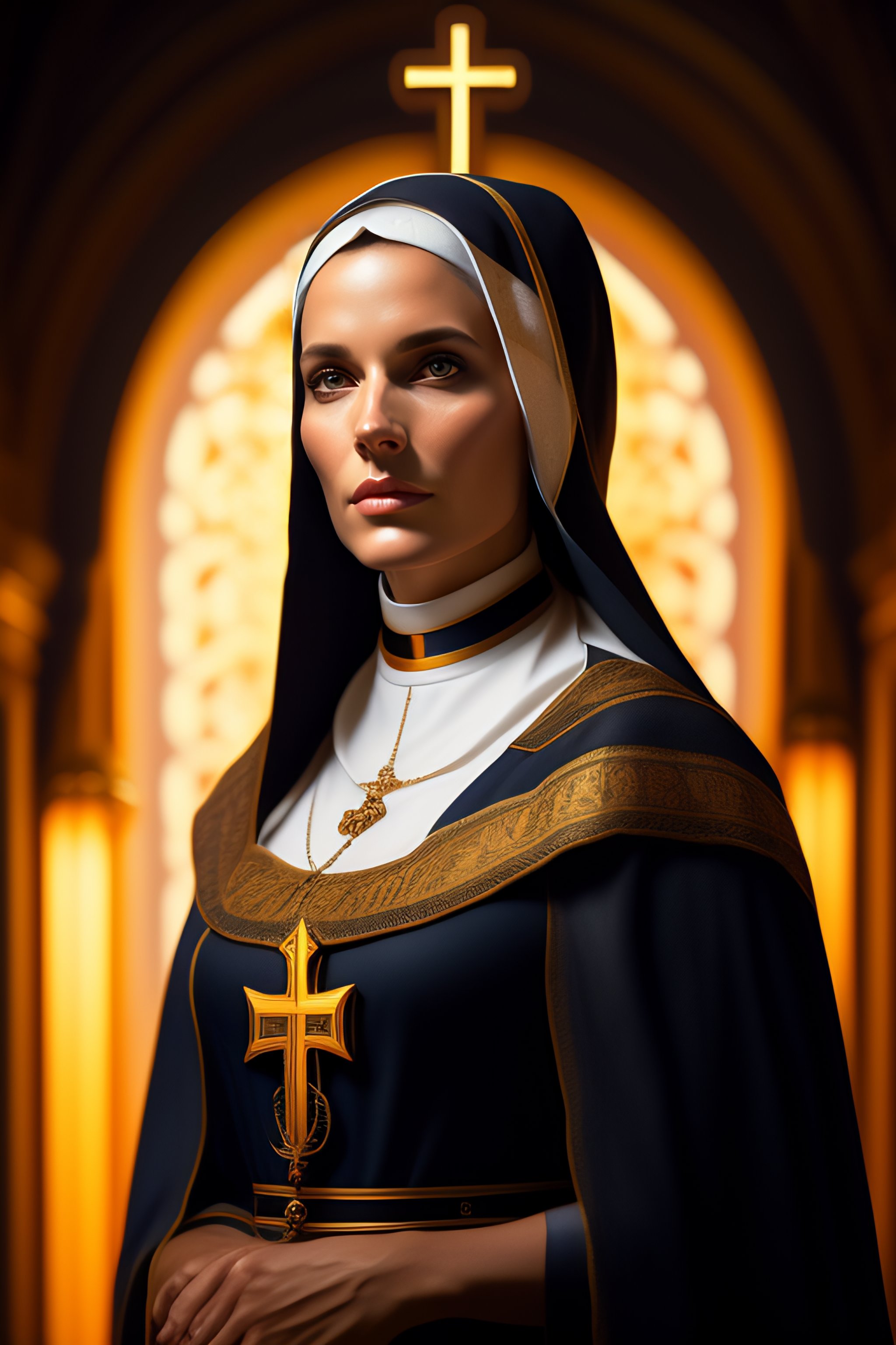 Lexica - Portraitof a domestic shorthair cat as nun, bible, church ...