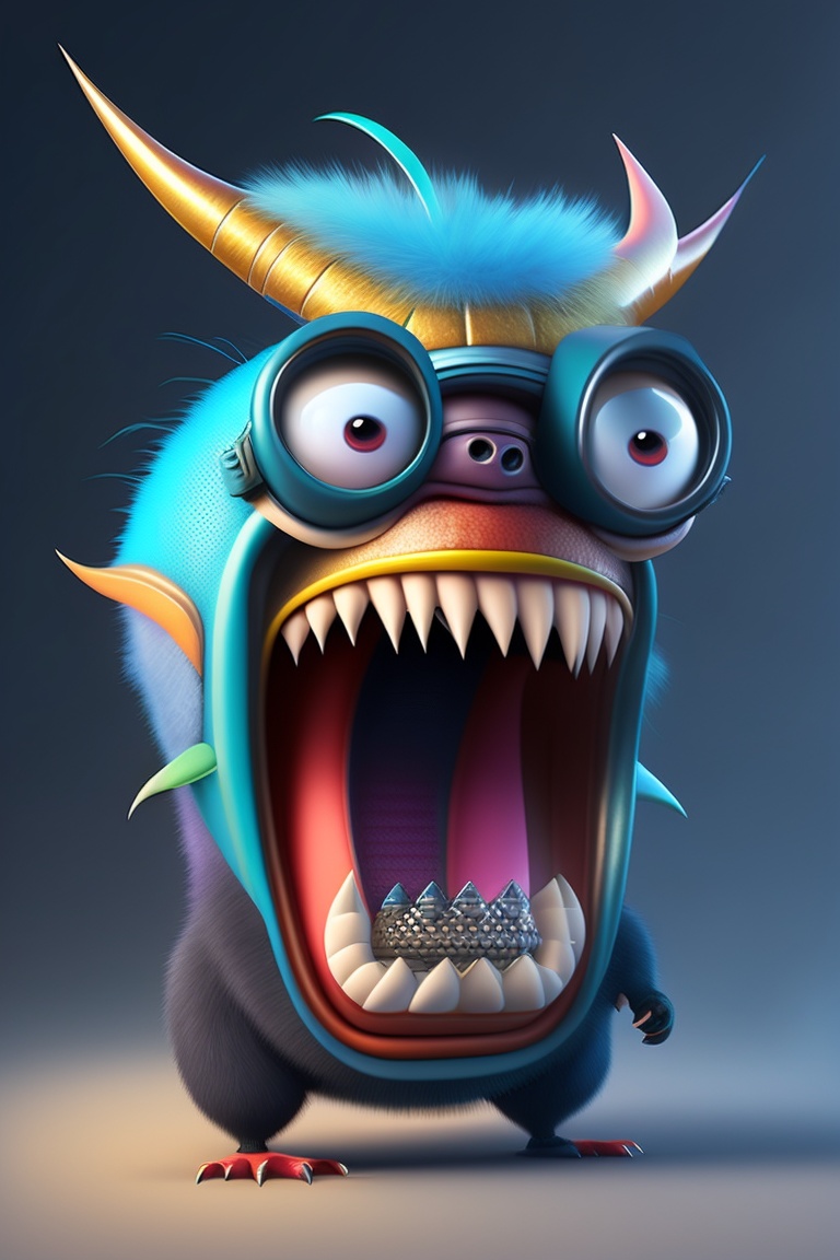 Lexica - A grotesque minion shrieking and gnashing its teeth, digital ...