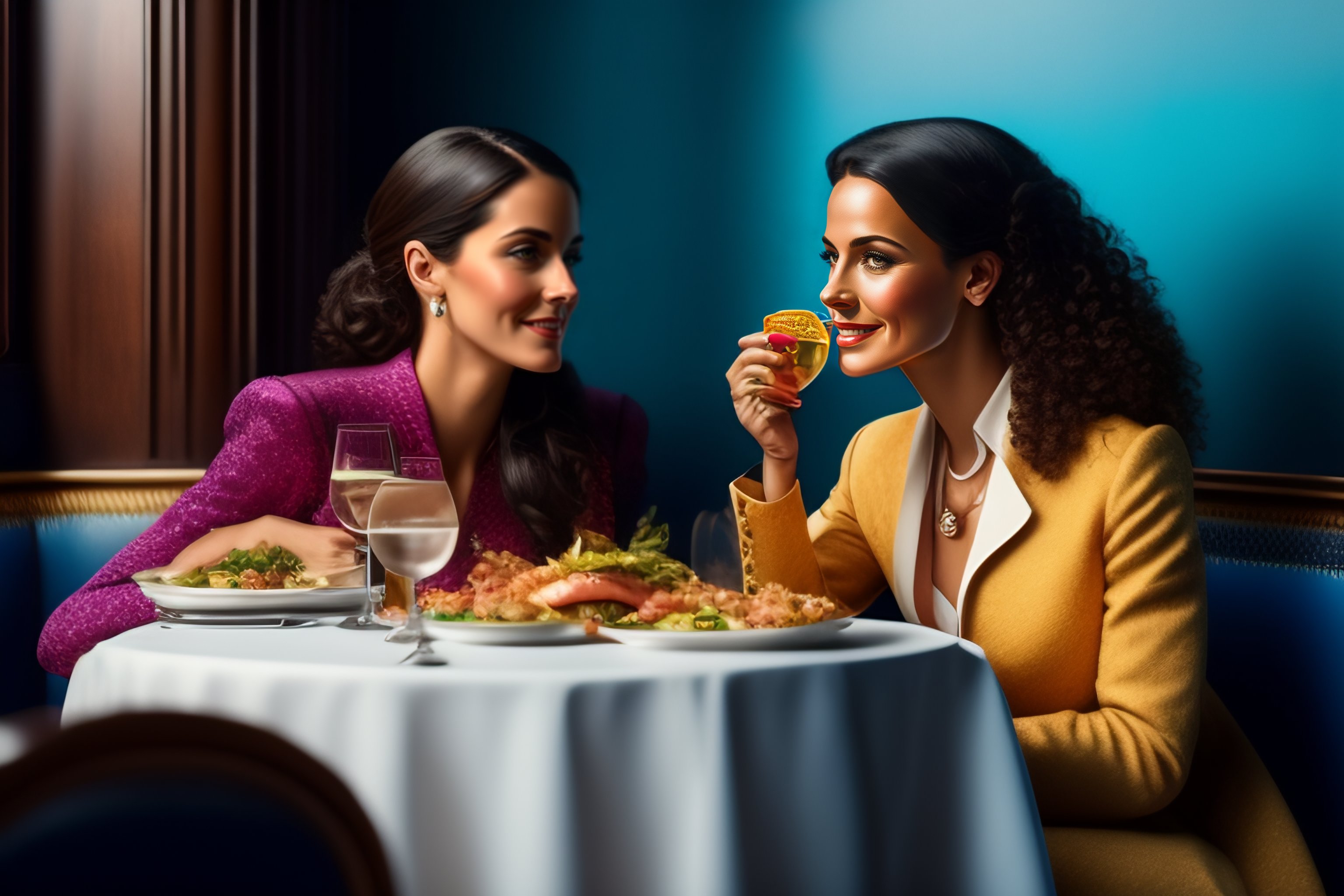 Lexica - Clara Campoamor and Victoria Kent dining in a restaurant ...