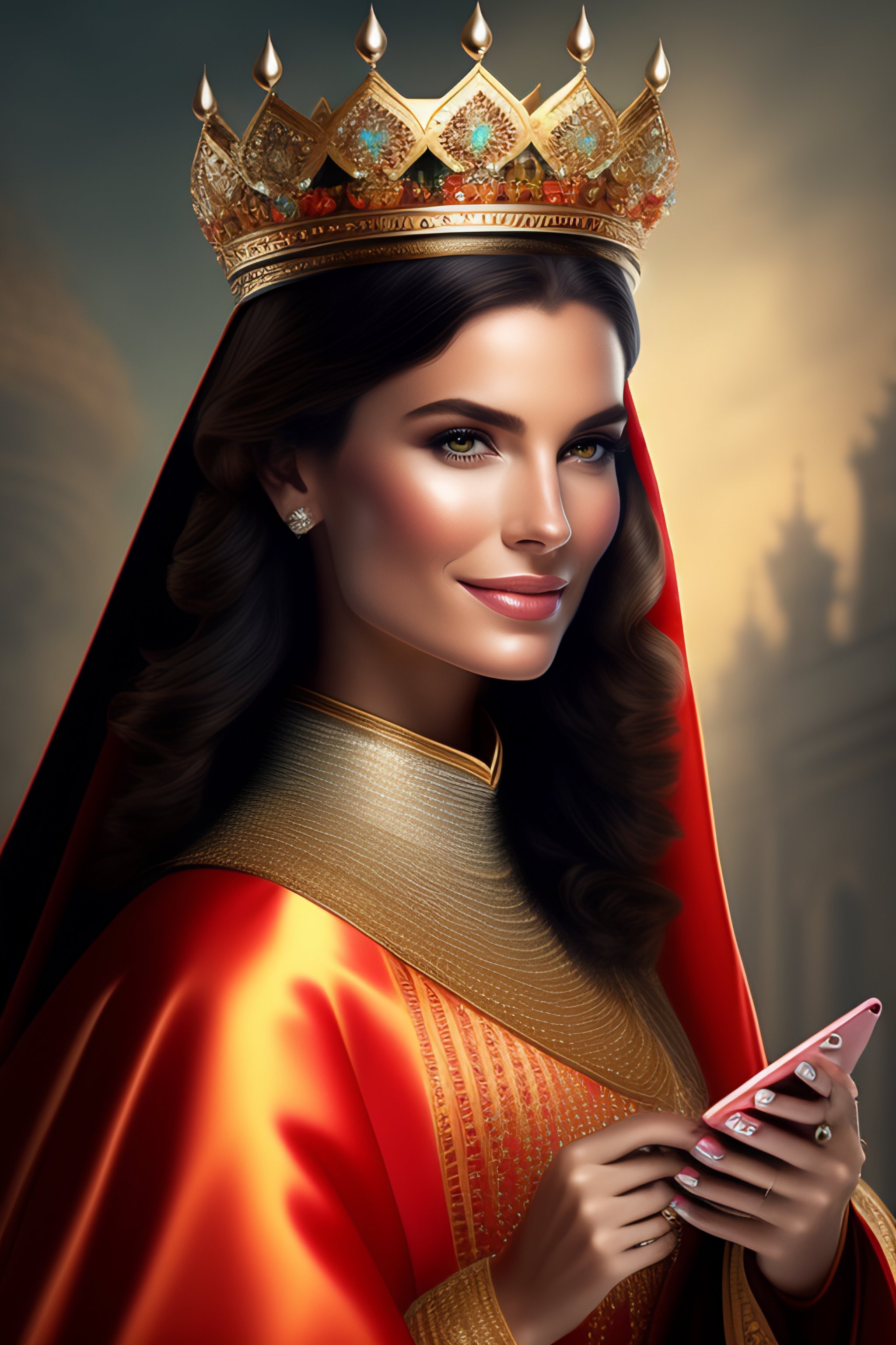 Lexica - Portrait of a princess wearing a crown and a cloak working in ...