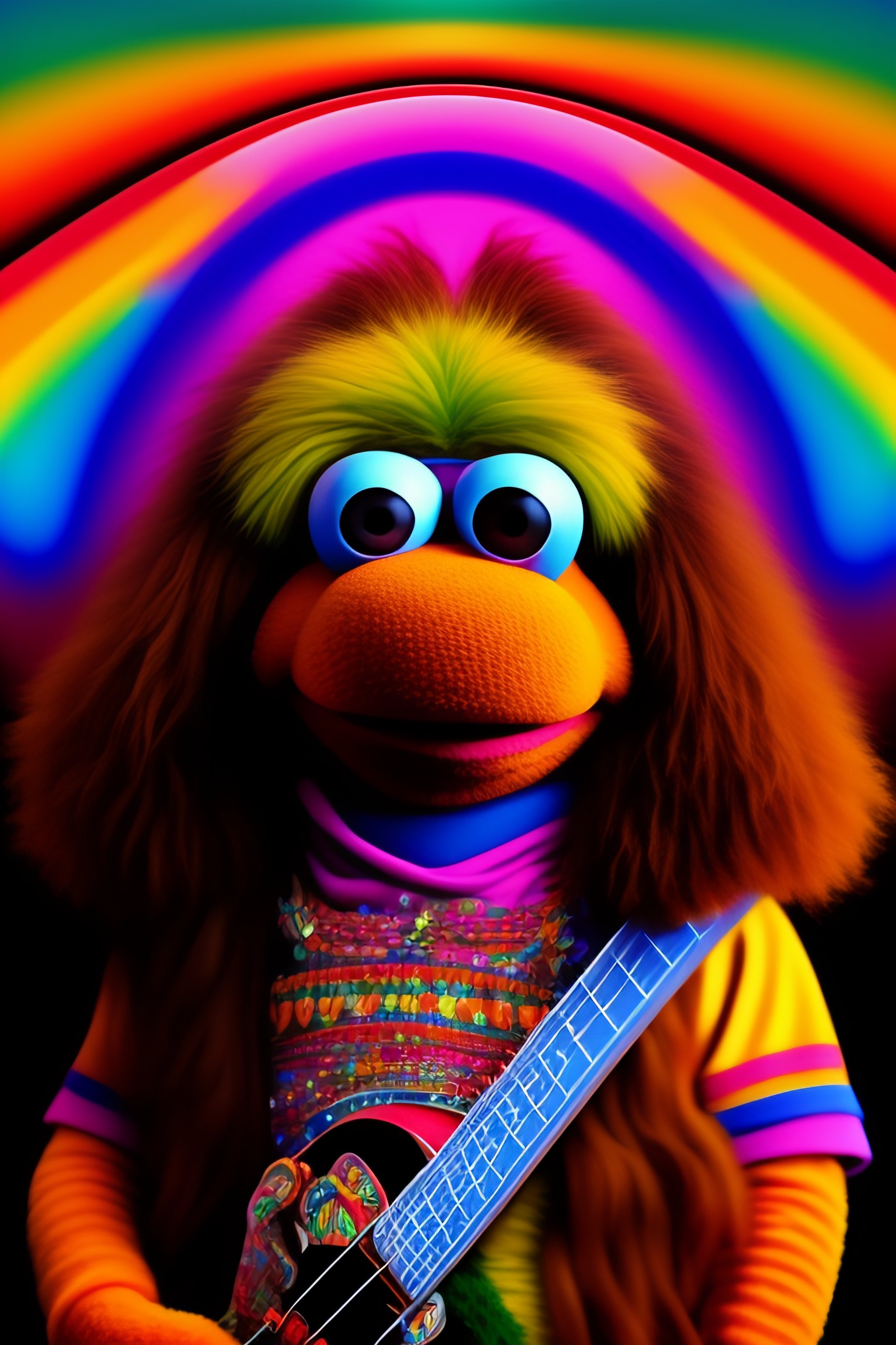 Lexica - Muppet on acid, solo, high-quality portrait, hippie style
