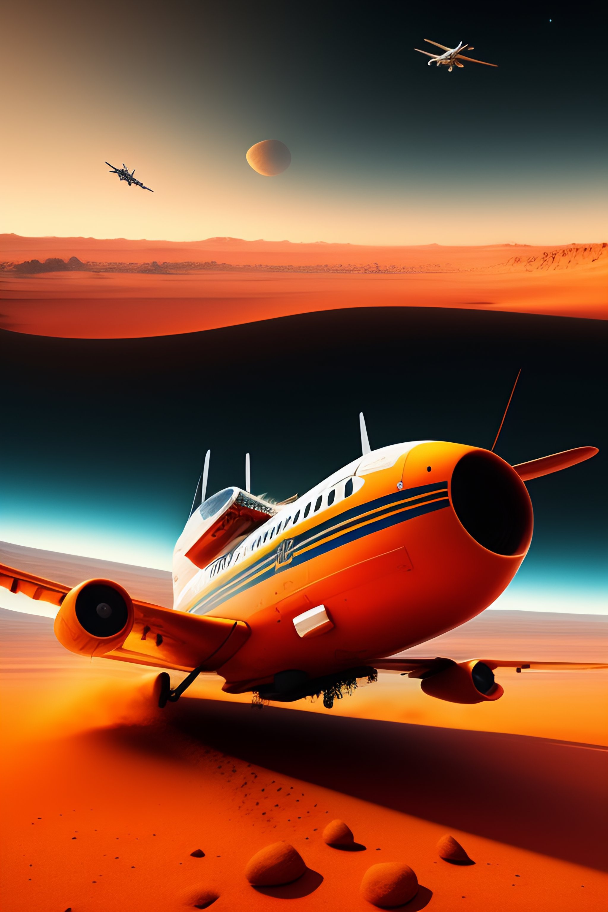 Lexica - Man flying airplane on mars, realistic, 4k