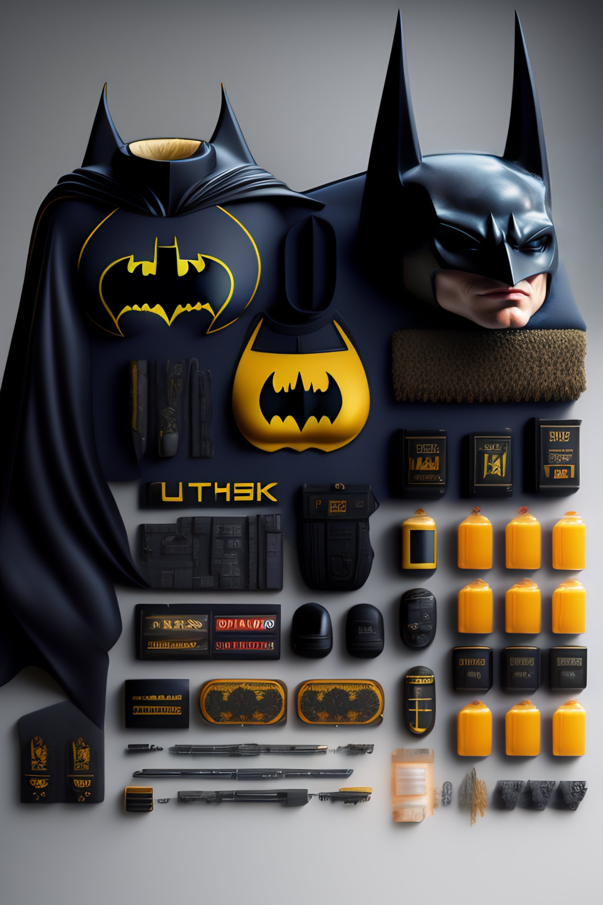 Lexica - Batman, Costumes and props, Knolling, Knolling layout ...