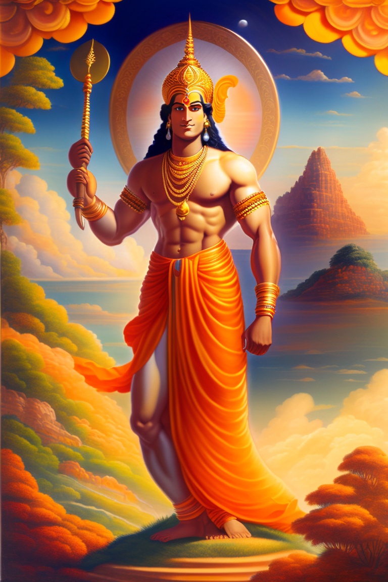Lexica - Picture Lord rama standing majestically in a celestial realm ...