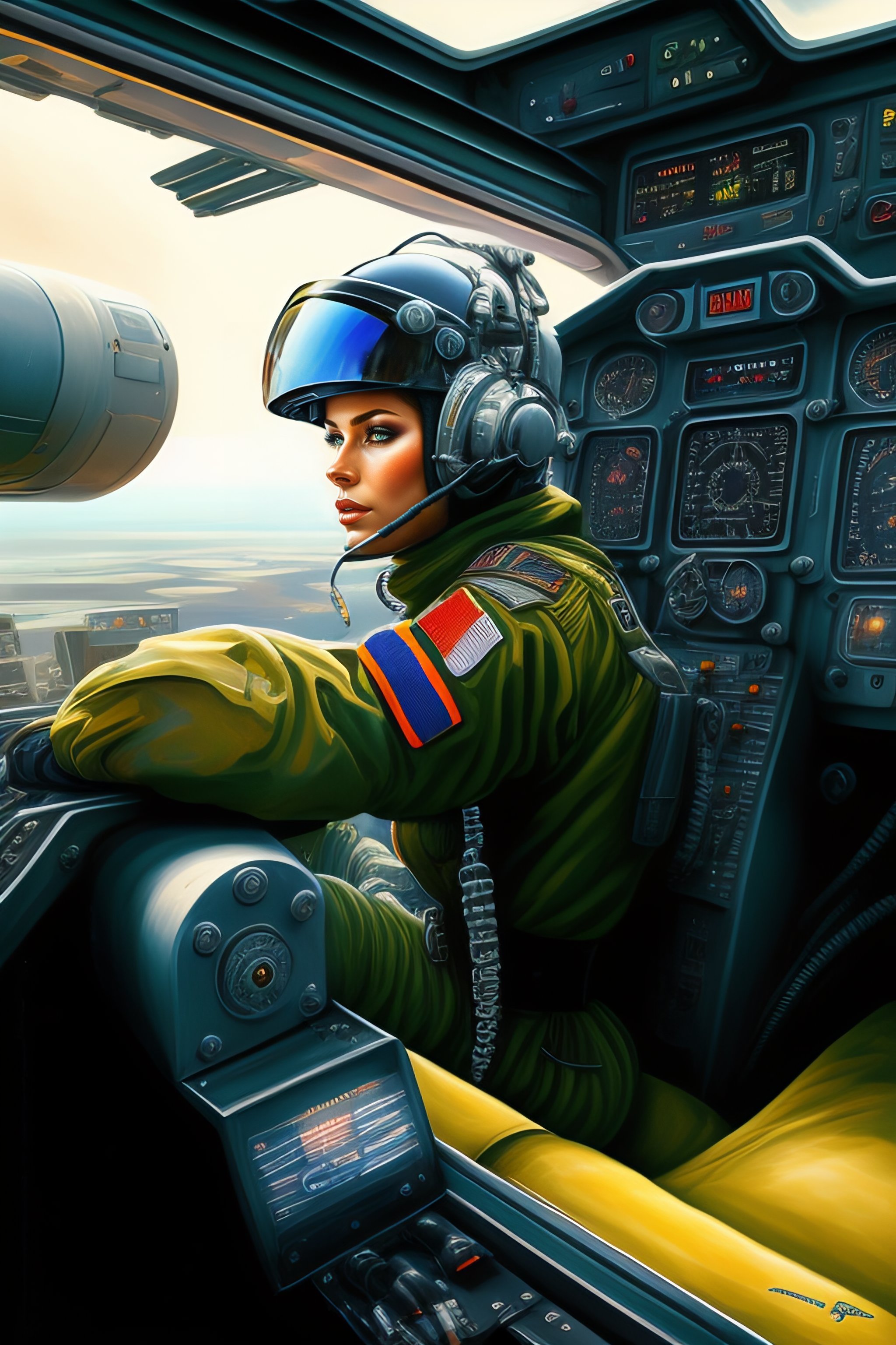 Lexica - Cyborg pilot Russian, interior cockpit, hyperdetailed, by john ...