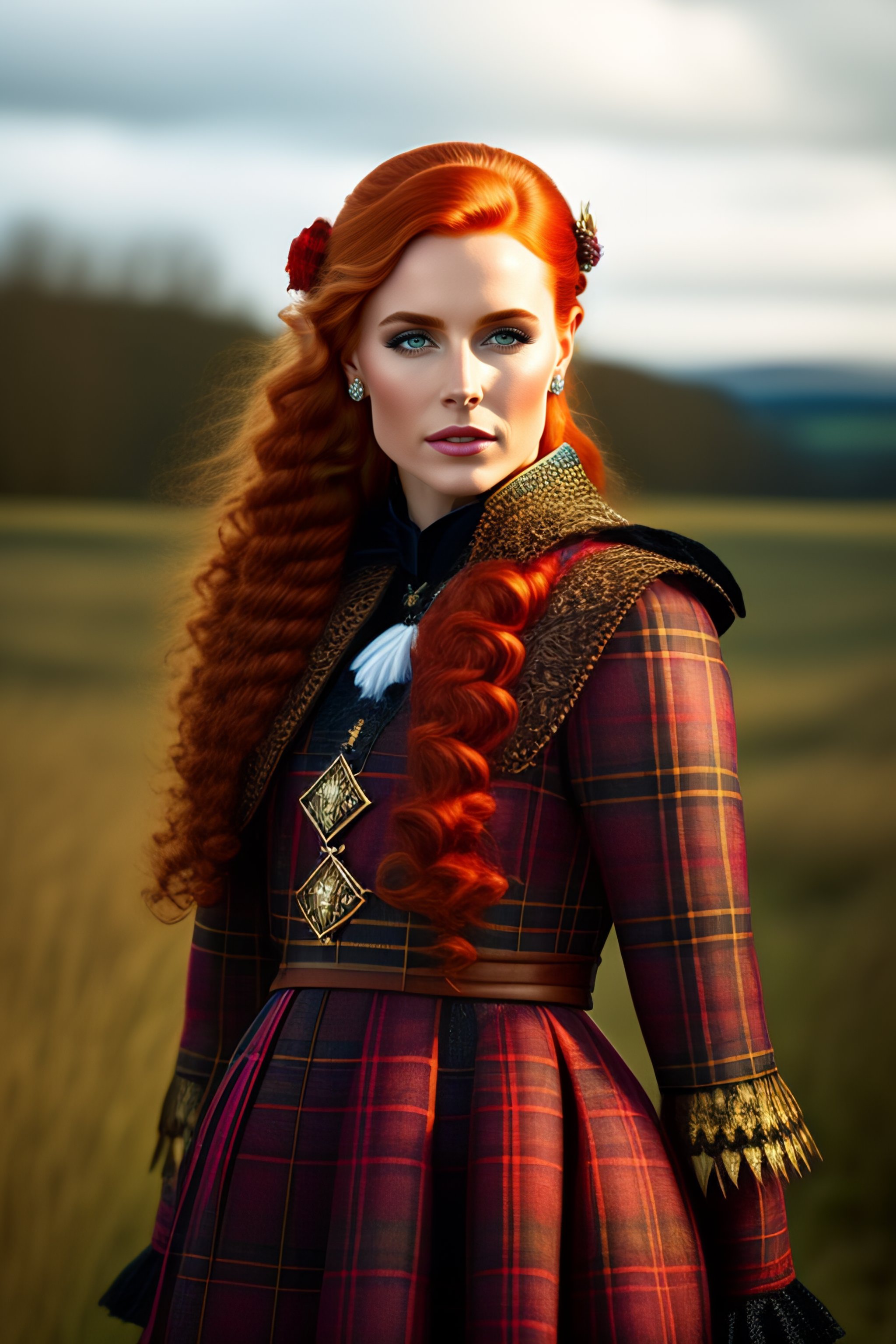 Lexica - Scottish princess in tartan, HD, 8k, gothic, glow, bright ...
