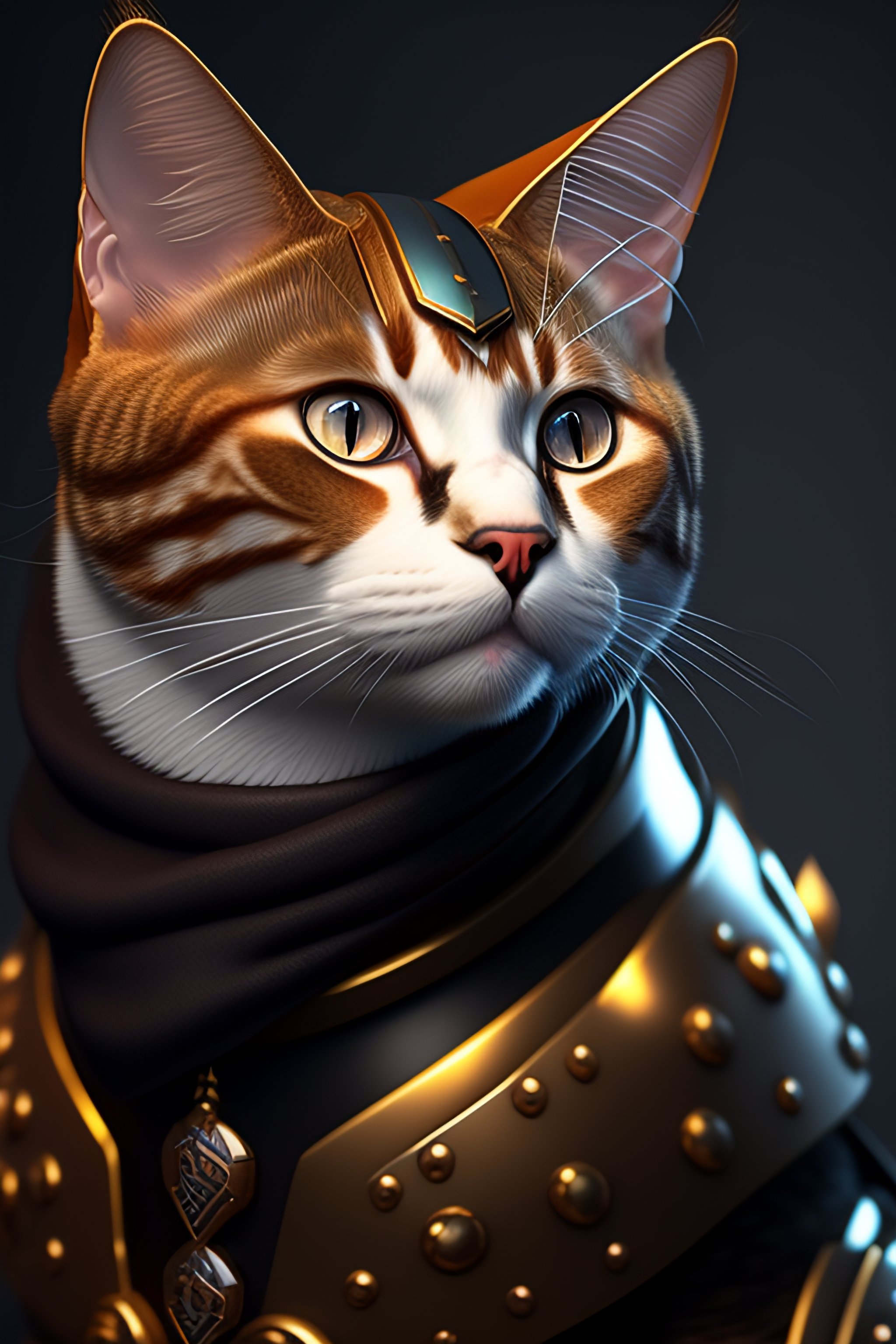 Lexica - A cat wearing a armor, a character portrait by Brian Despain ...