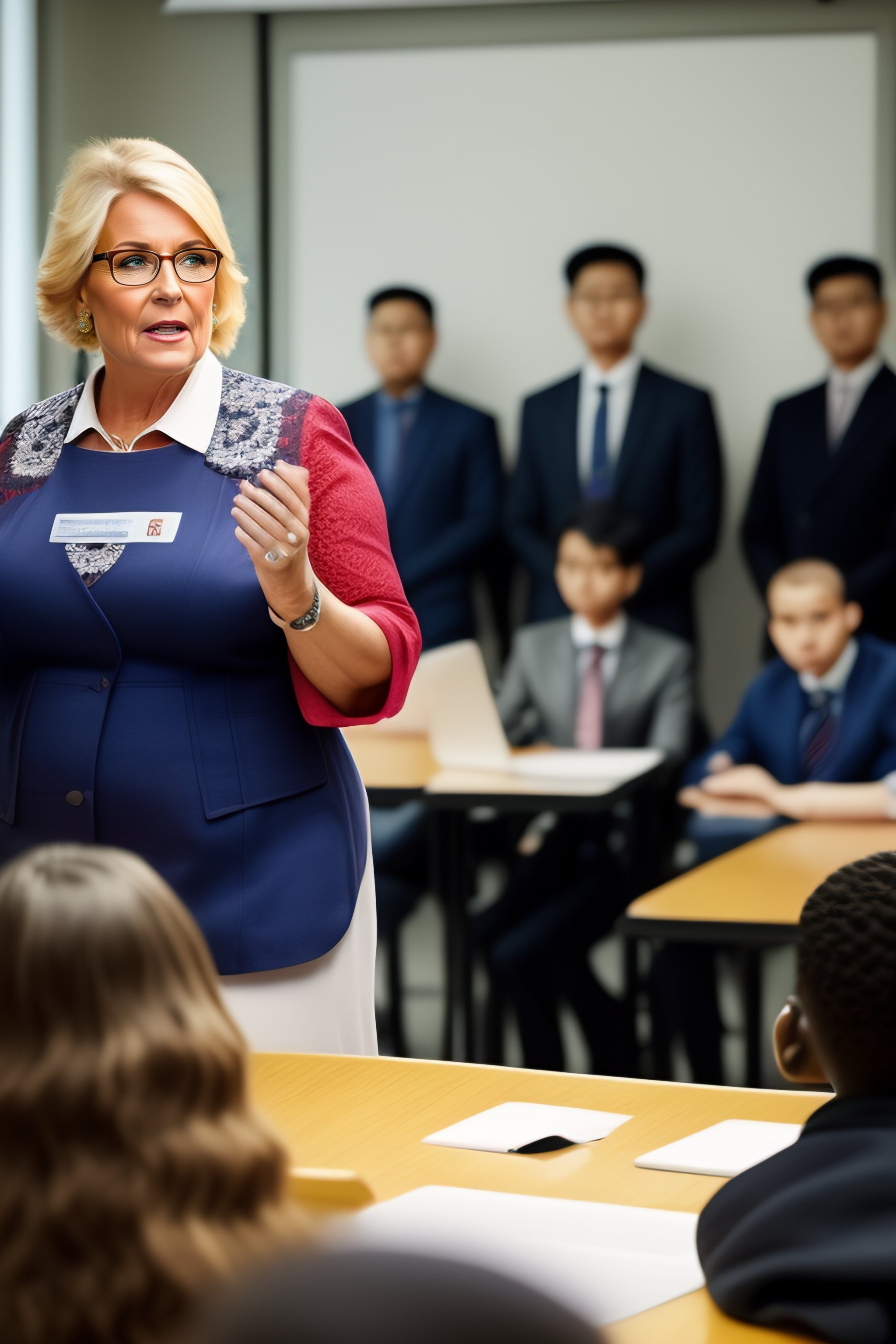 Lexica - A white-skinned English teacher stands in front of the class ...