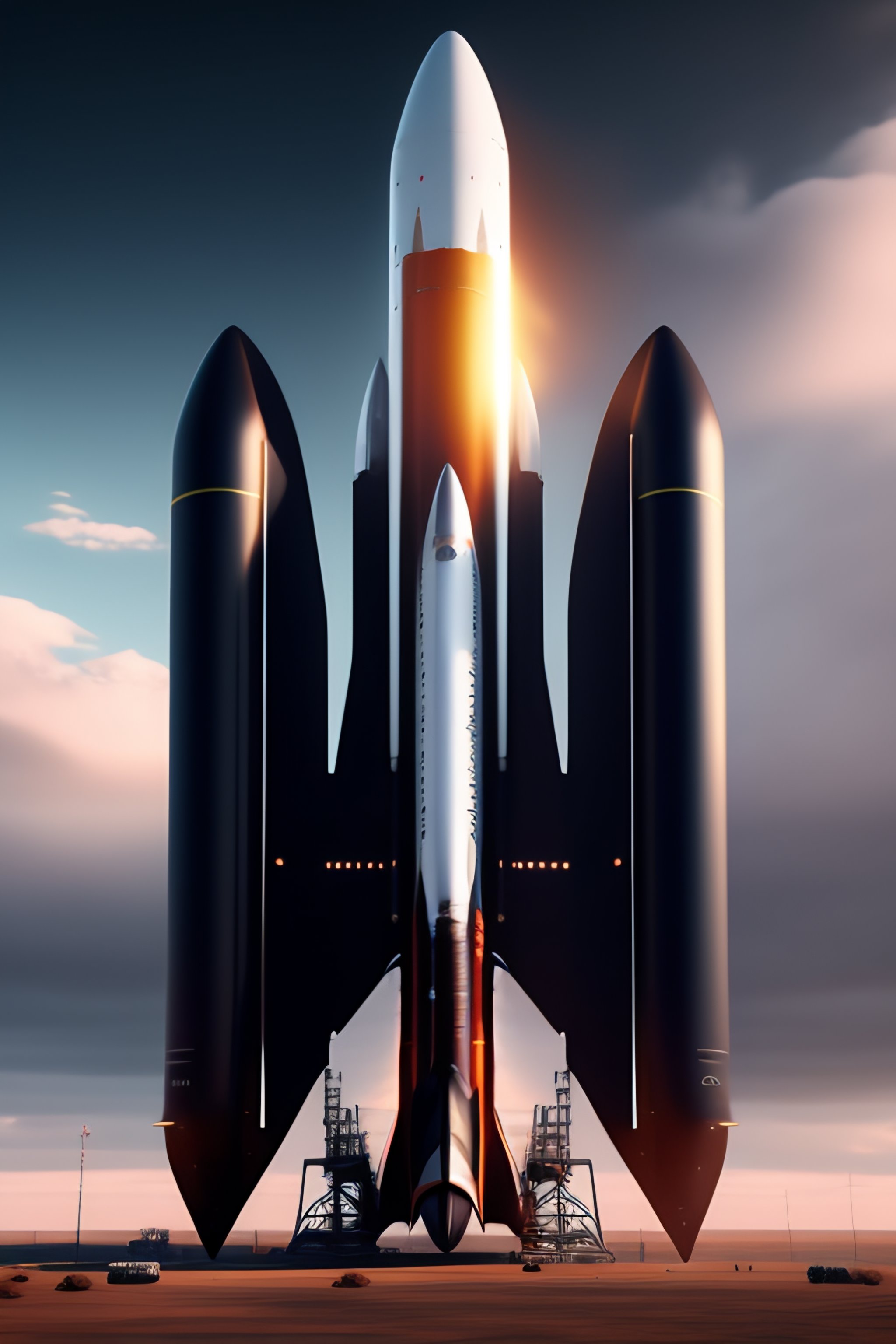 Lexica - Photograph of Spacex starship on top of heavy Falcon rocket ...
