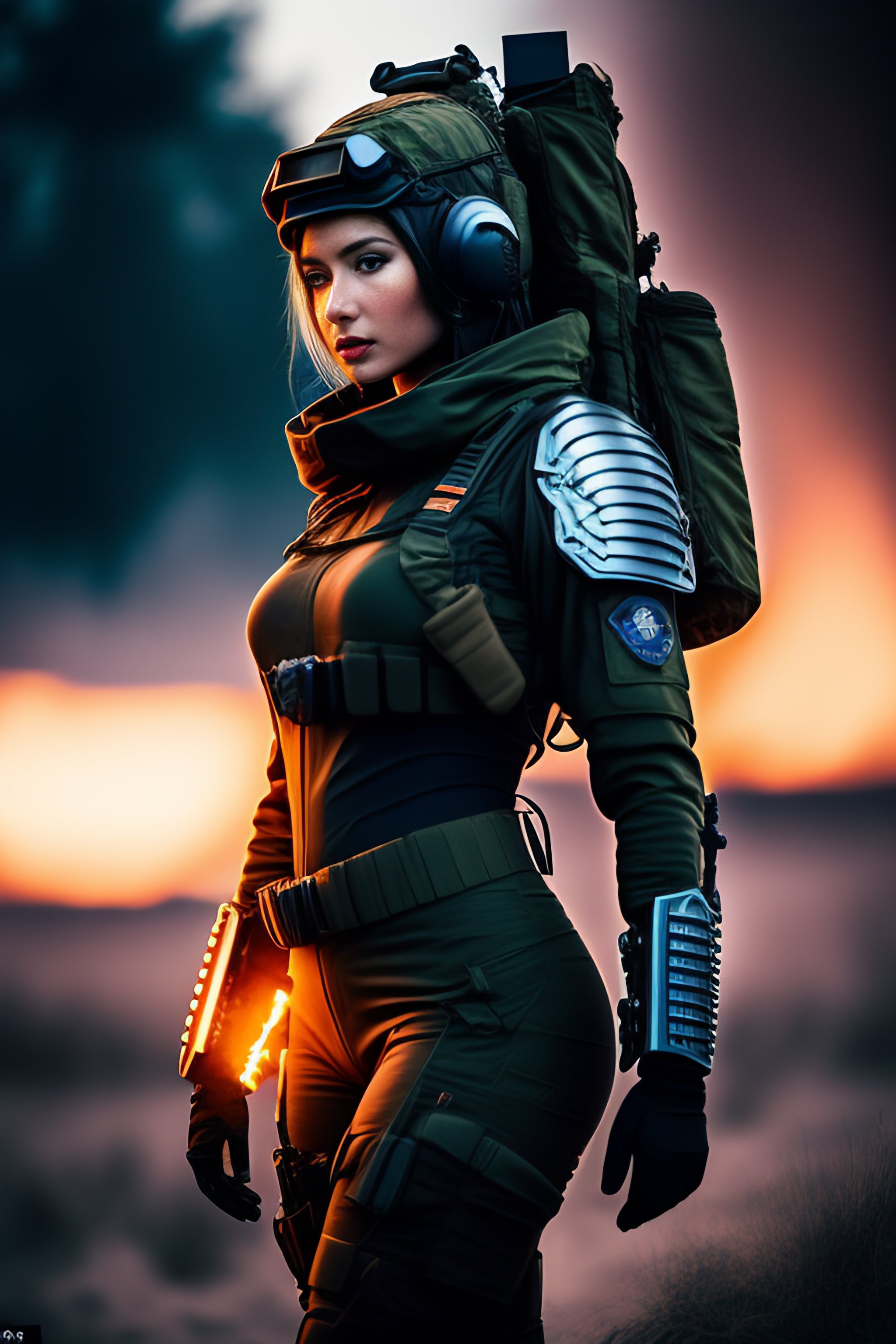 Lexica - A cyber beautiful Russian girl warrior in a burnt land ...