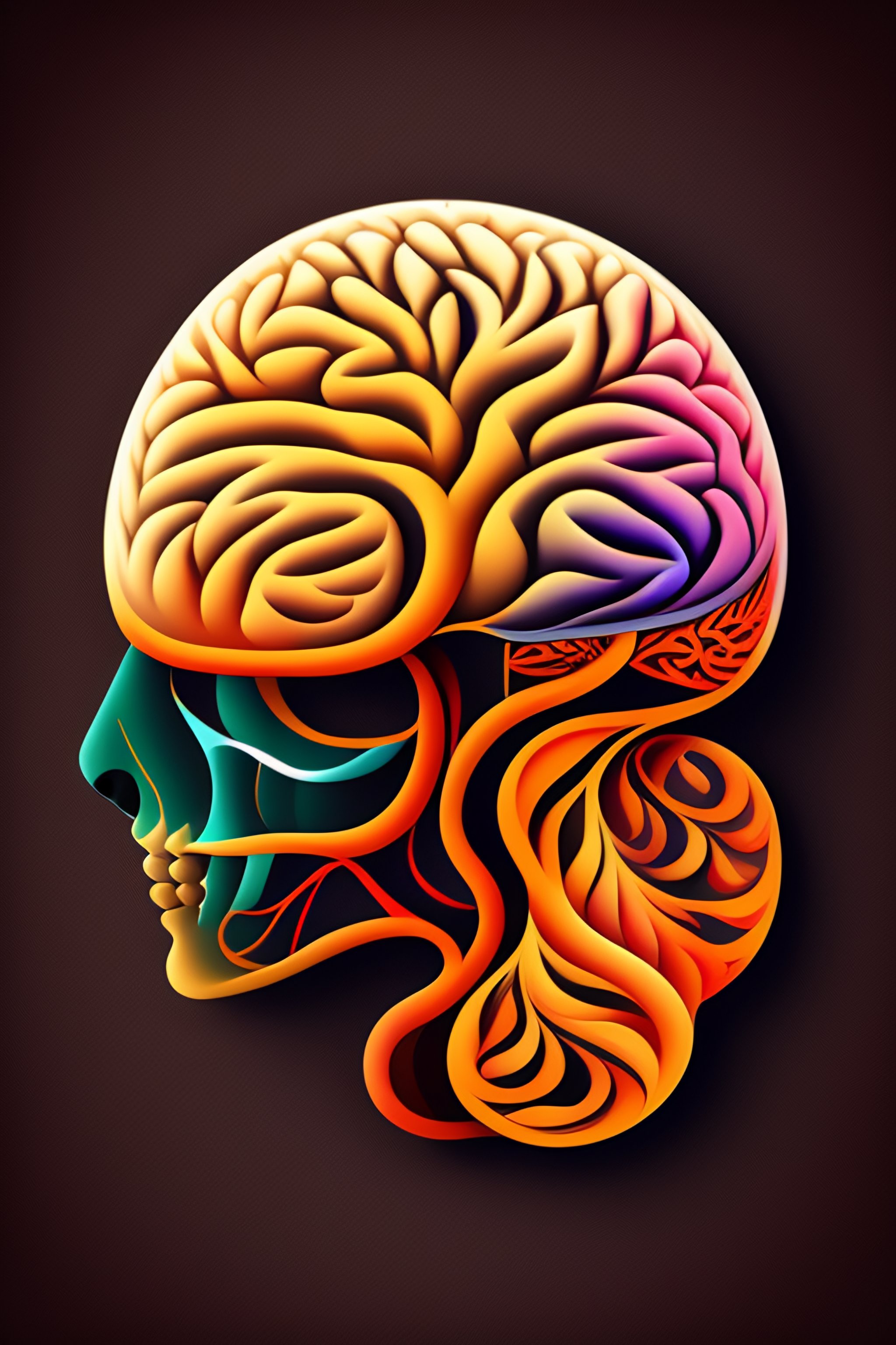 Lexica - Beautiful illustration of a stylized brain, symmetric ...