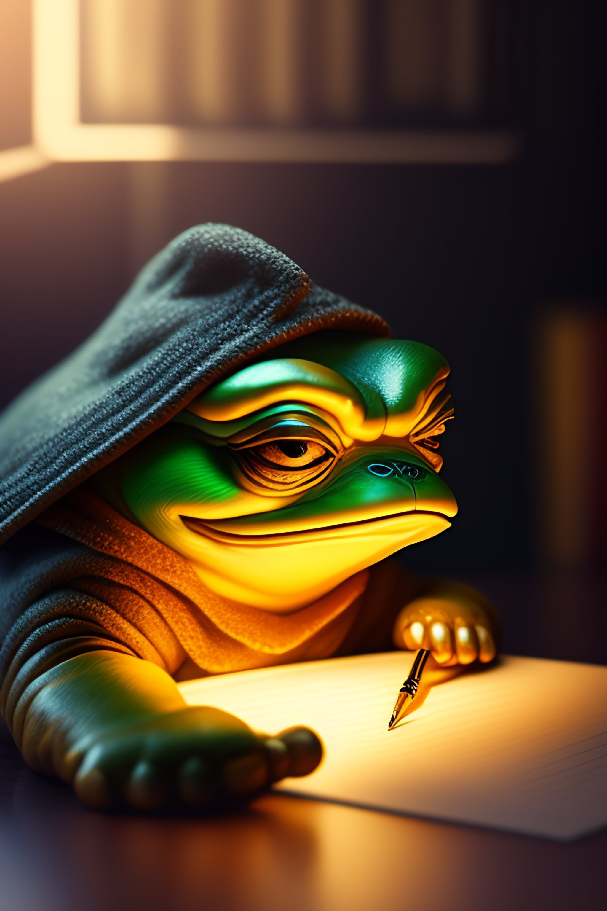 Lexica - An exhausted pepe the frog commiting tax fraud, paperwork ...