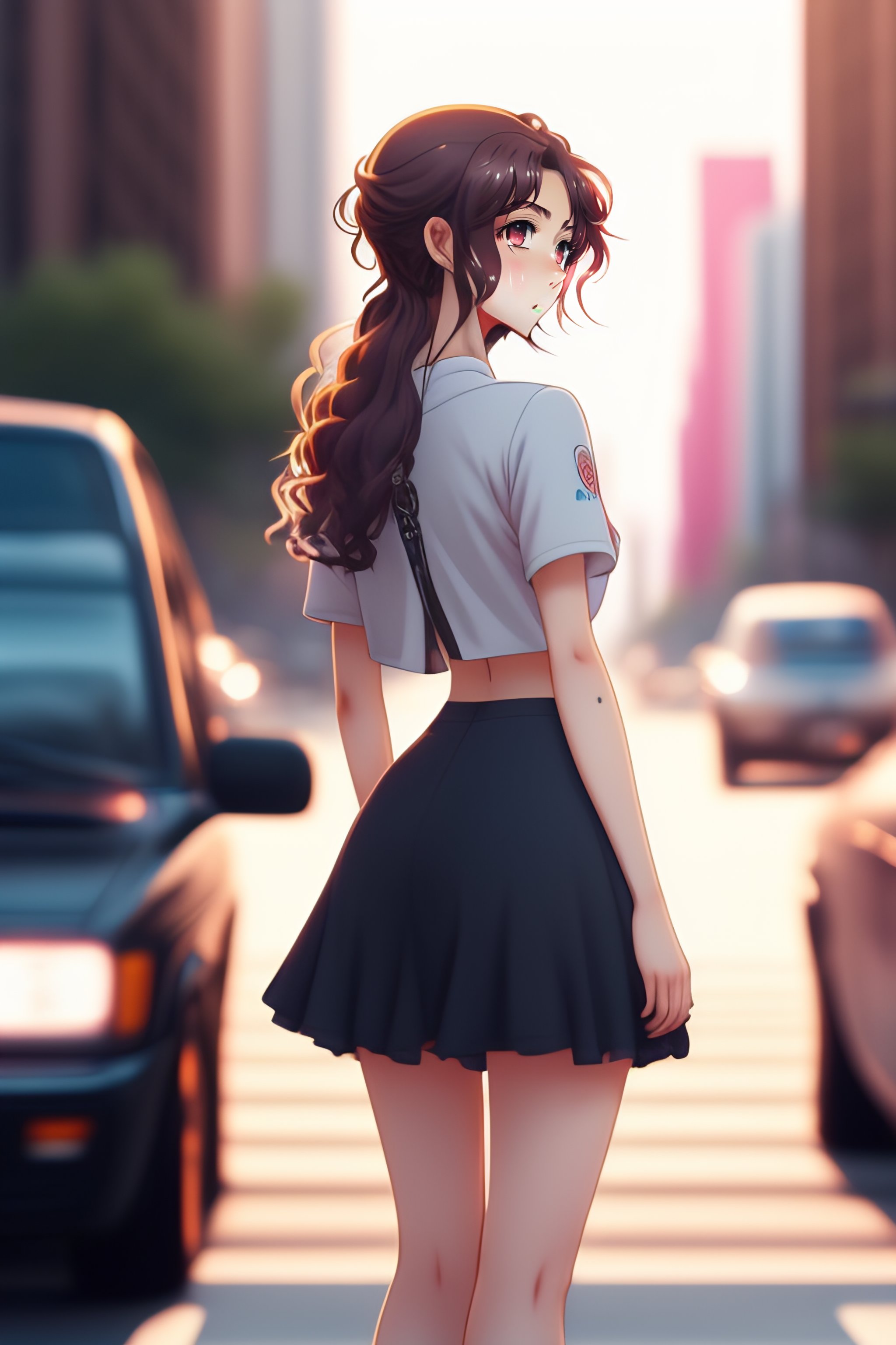 Lexica - Anime style, cute anime girl, 19 years old, back view, far ...