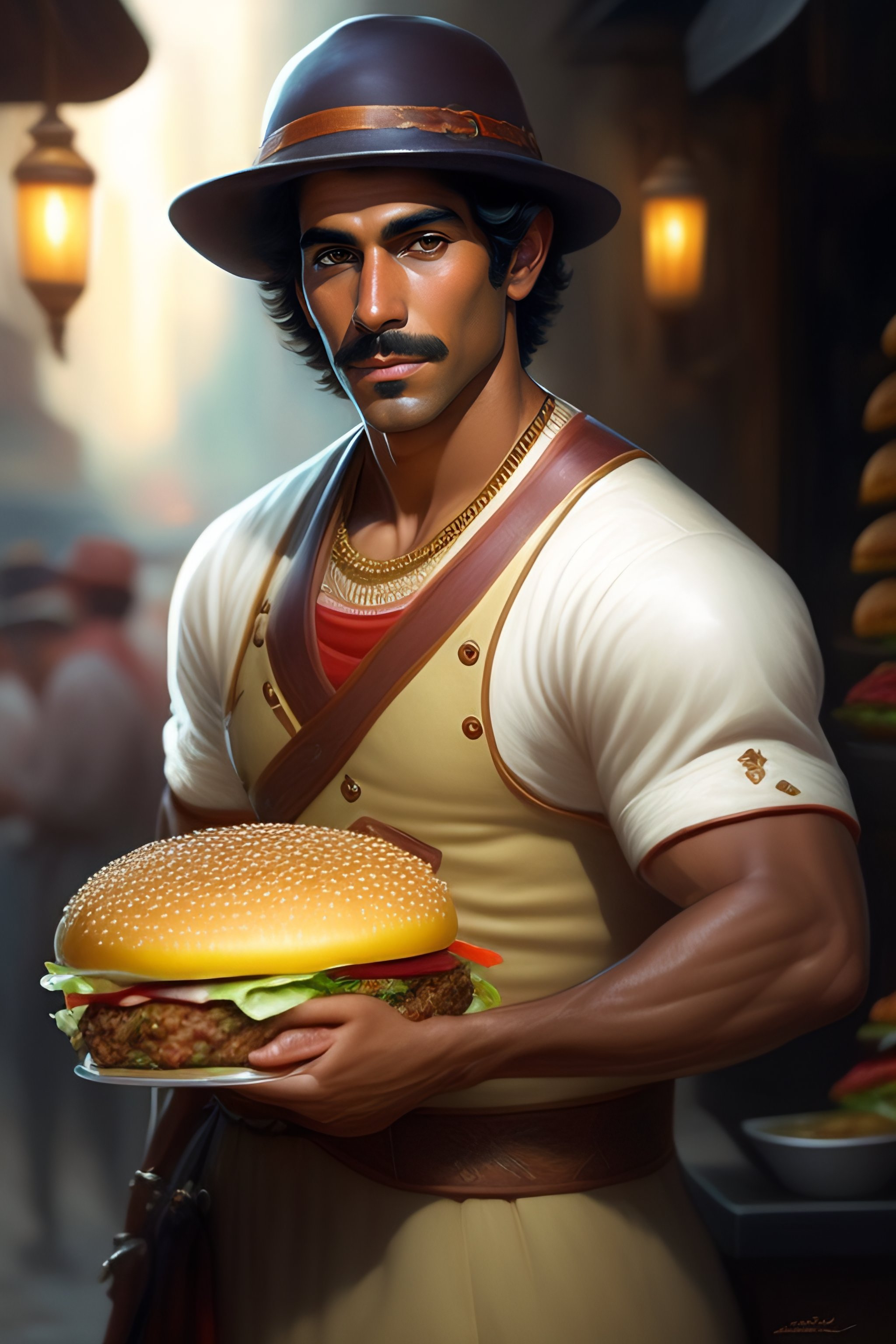 Lexica - Portrait of chavo del ocho eating hamburgers, extra onions and ...