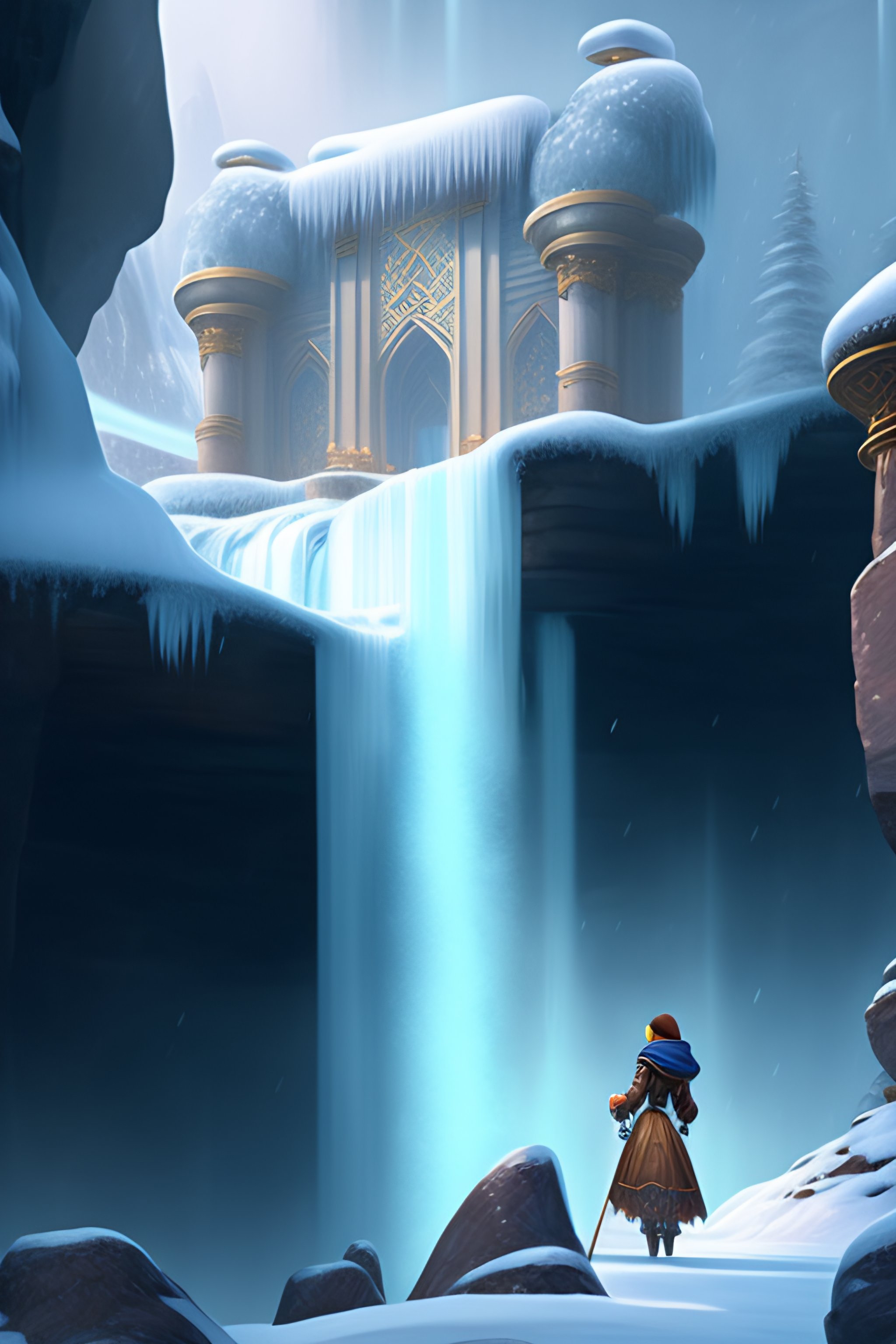 Lexica - Girl in gigantic palace made of crystal stone with arches and ...
