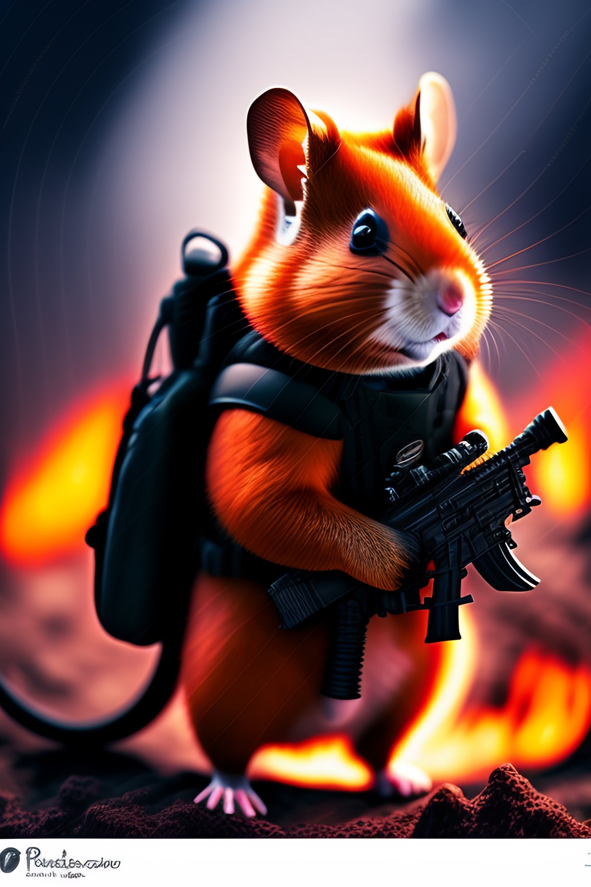 Lexica - Anthropomorphic red hamster warrior in a burnt land, extremely ...