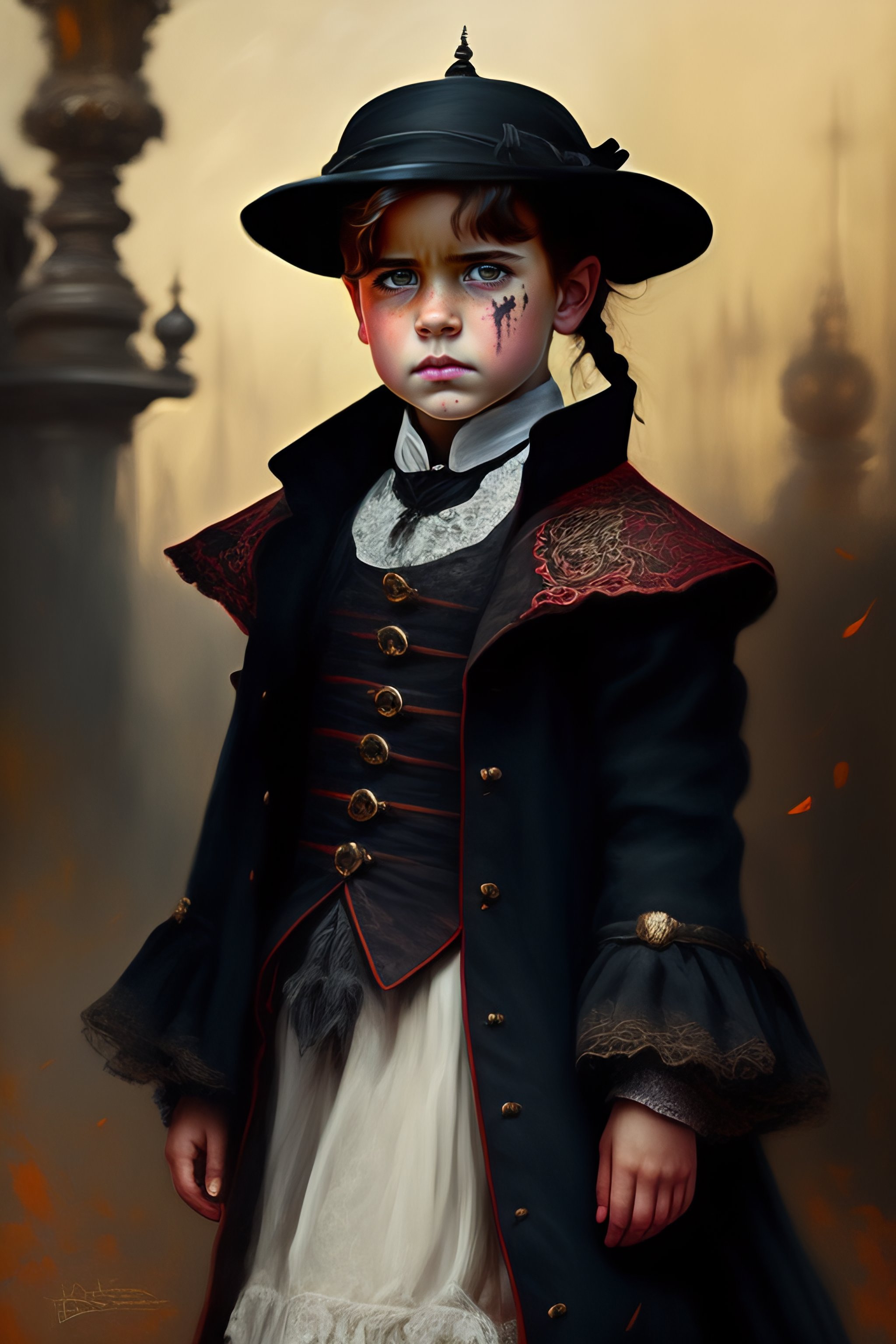 Lexica - A portrait of poor peasant crazy mad aggressive child in old ...