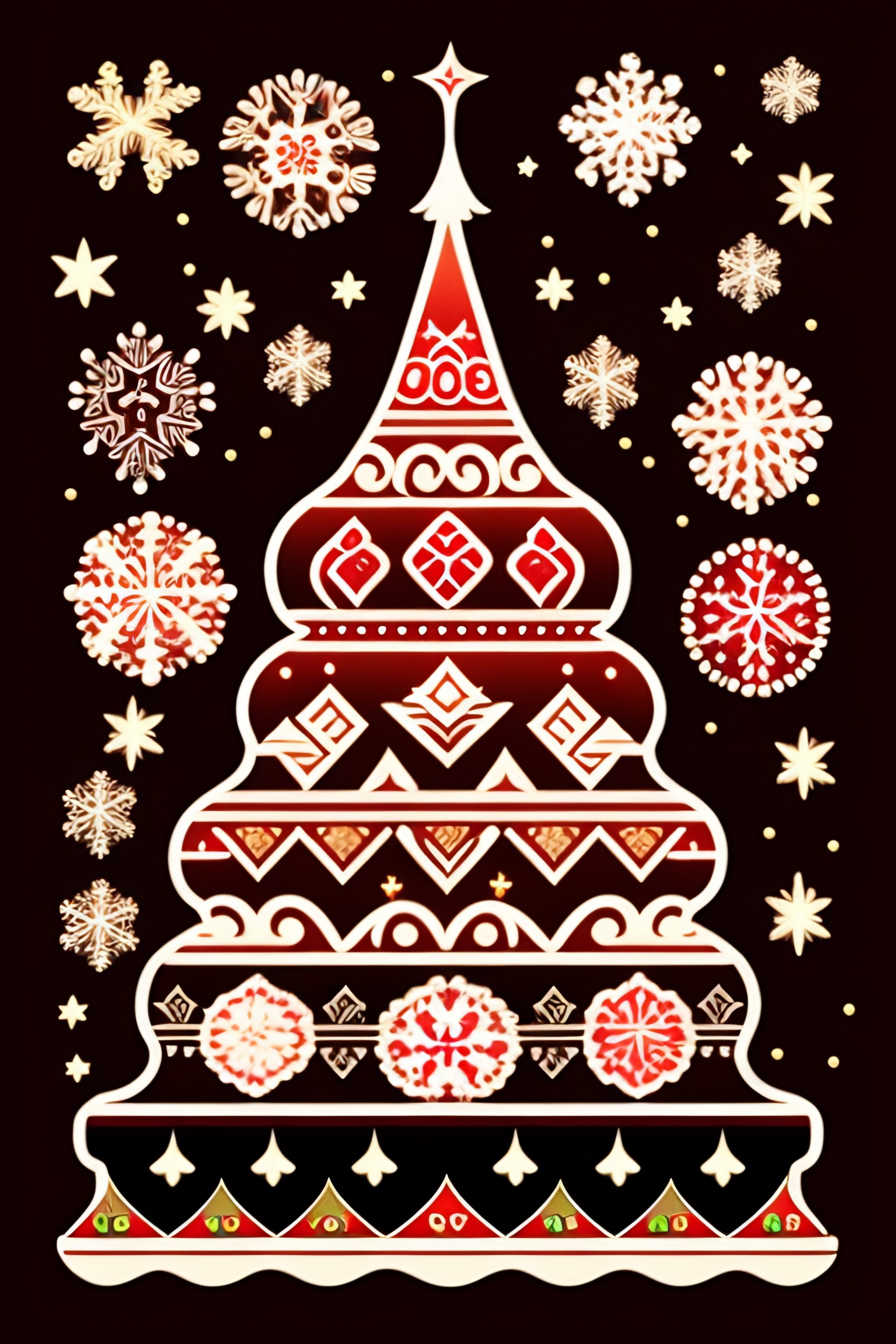 Lexica - Doodle Russian orthodox winter Christmas tree lights, sticker ...