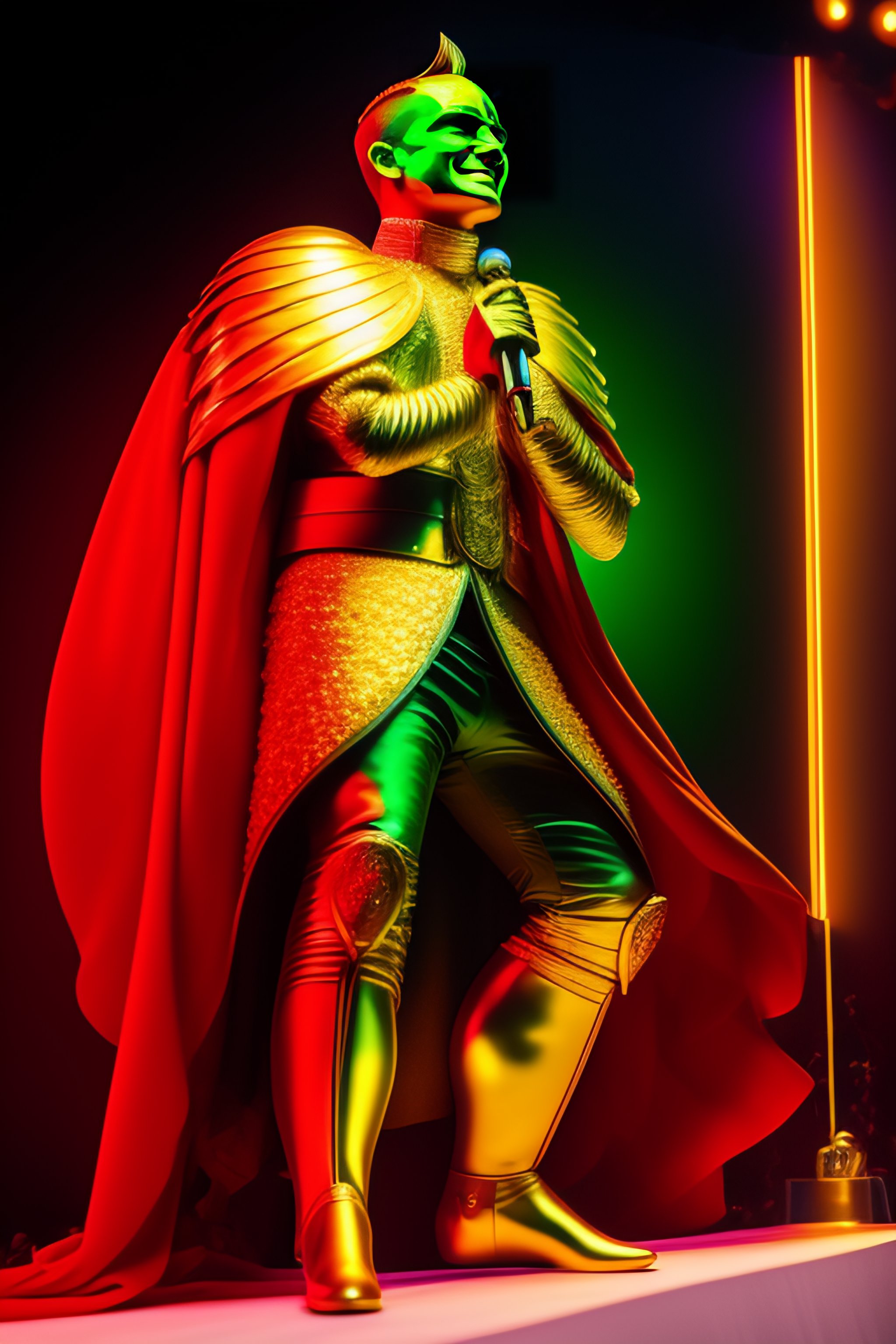 Lexica - The standup comedy comedian smiling short haired superhero ...