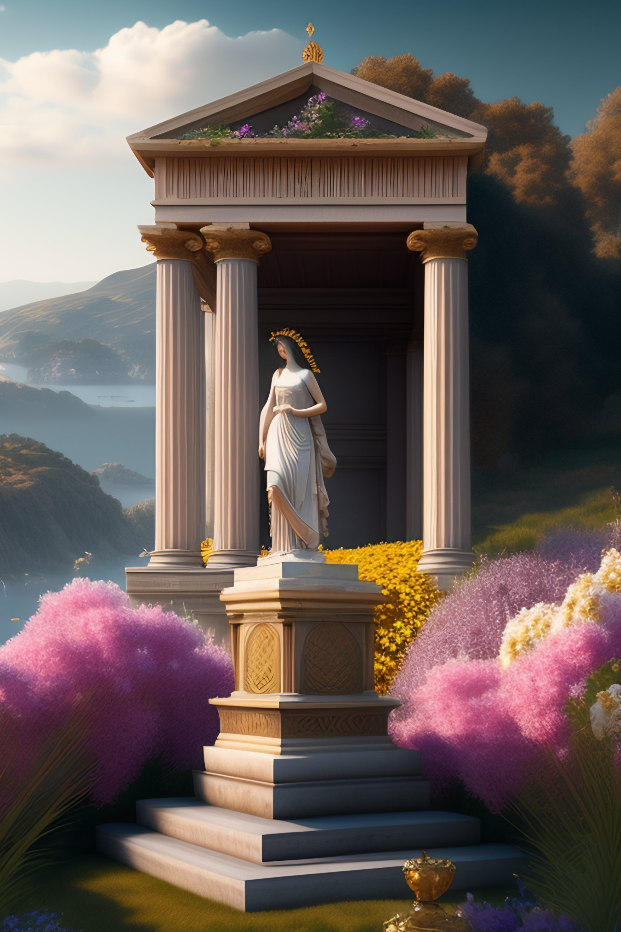 Lexica - Classical greek landscape with a singing Sappho marble statue ...