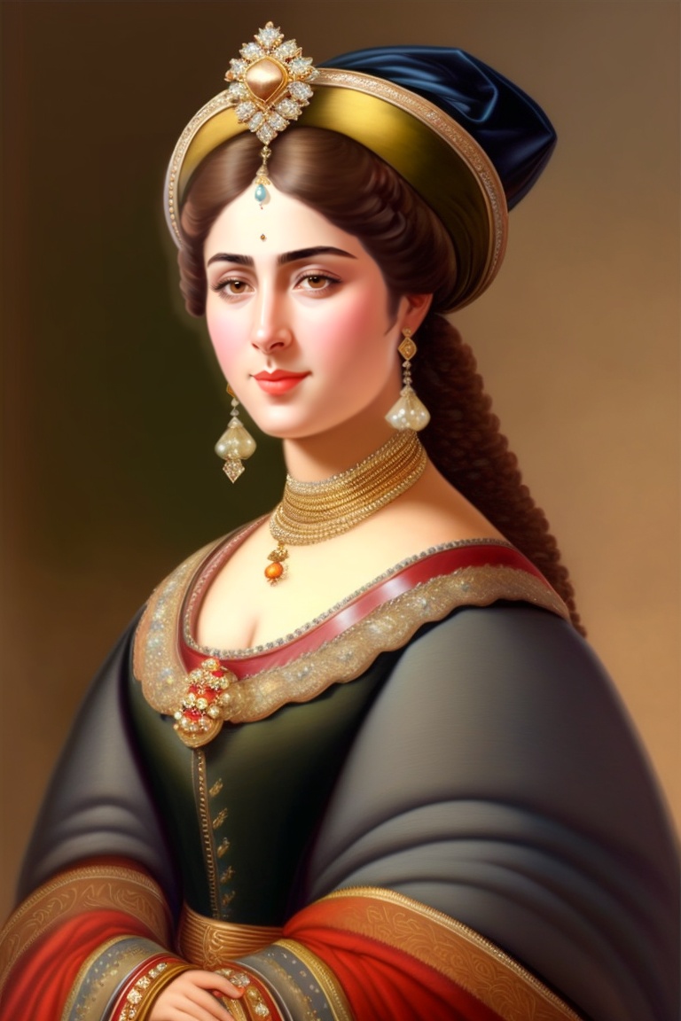 Lexica - 18th Century Ottoman woman, illustration with brown hair and ...