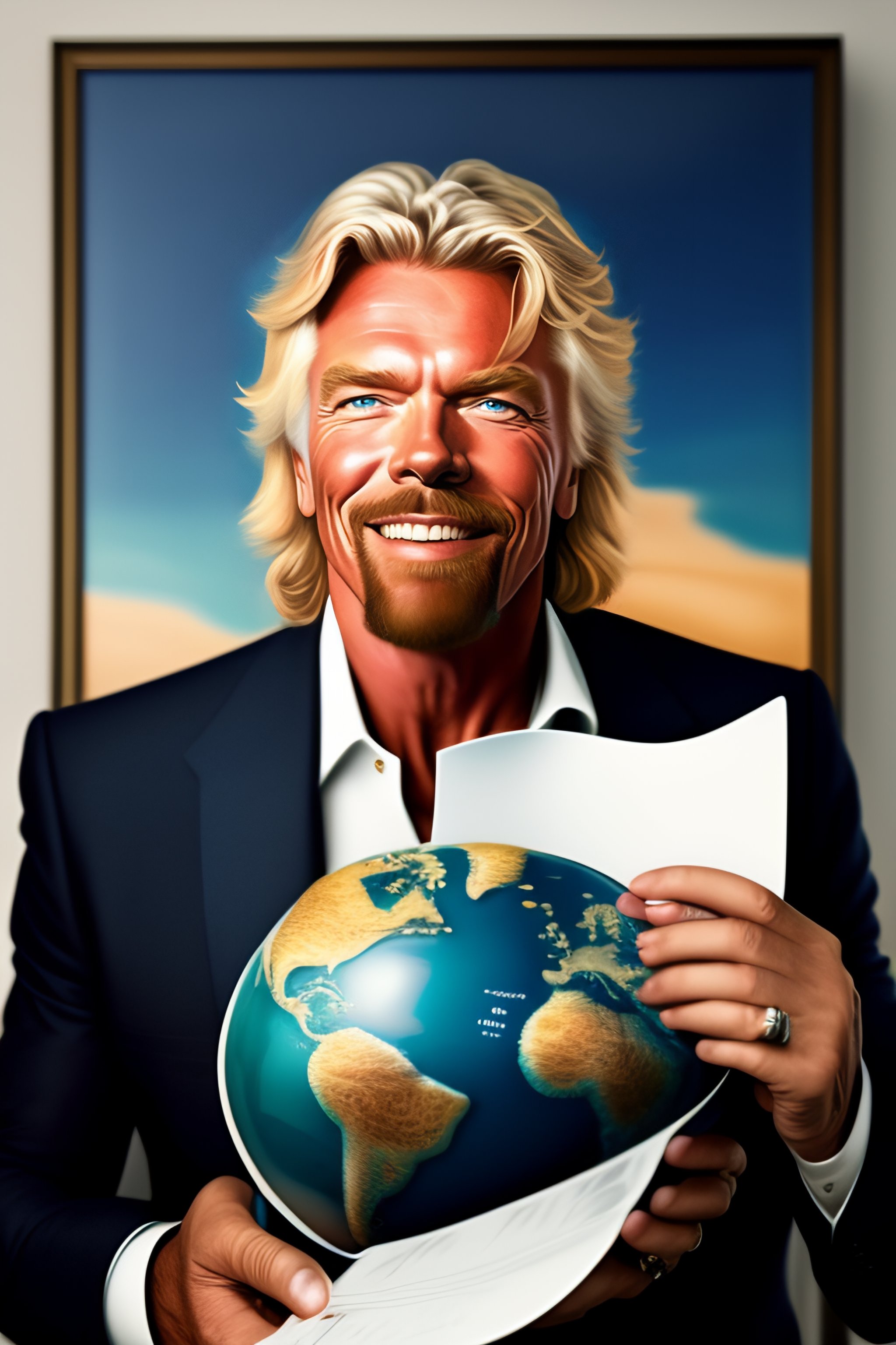 Lexica - Richard branson holding a globe illustration, well detailed ...