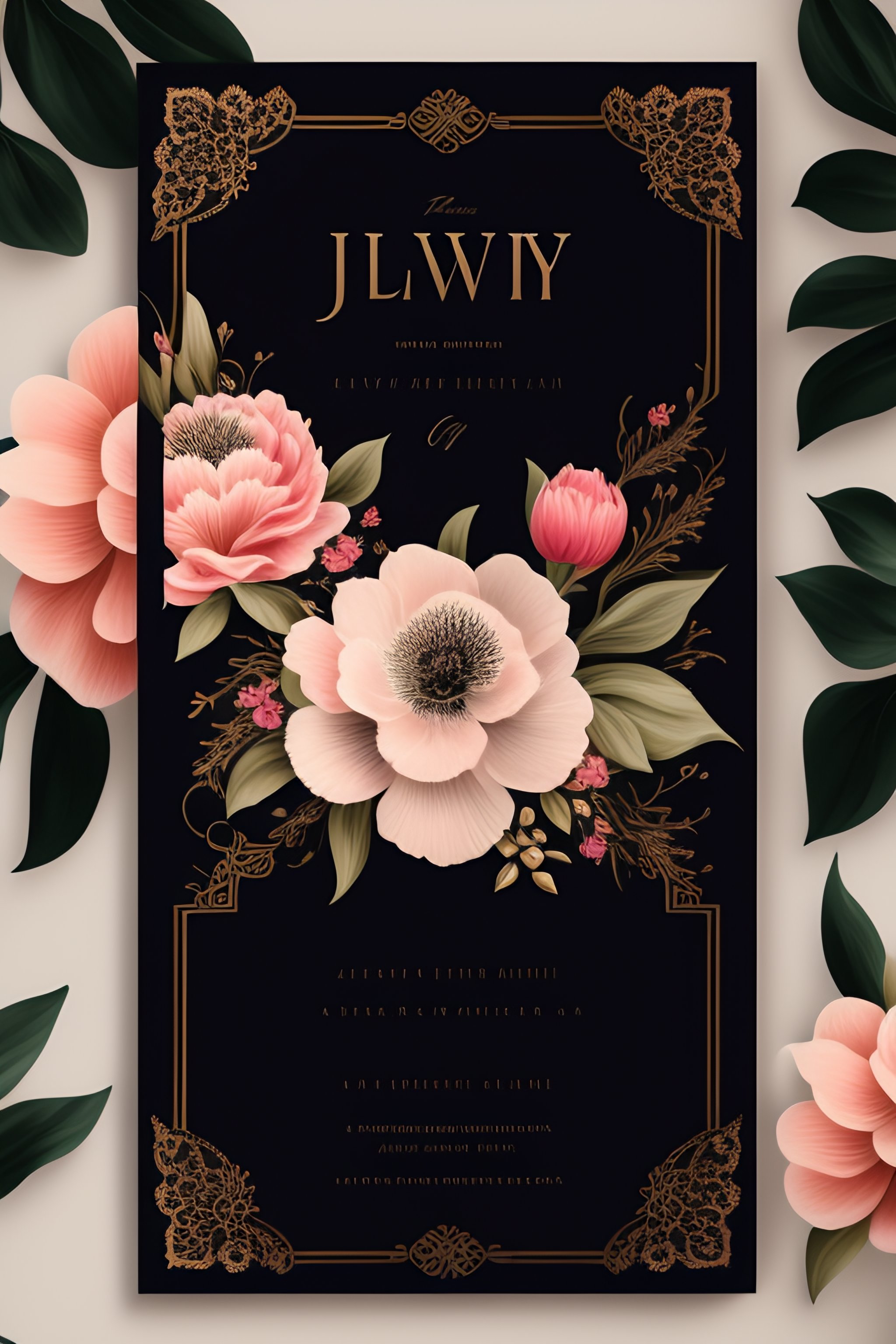 Lexica - "Create a lexury feminine, black floral design using a soft ...