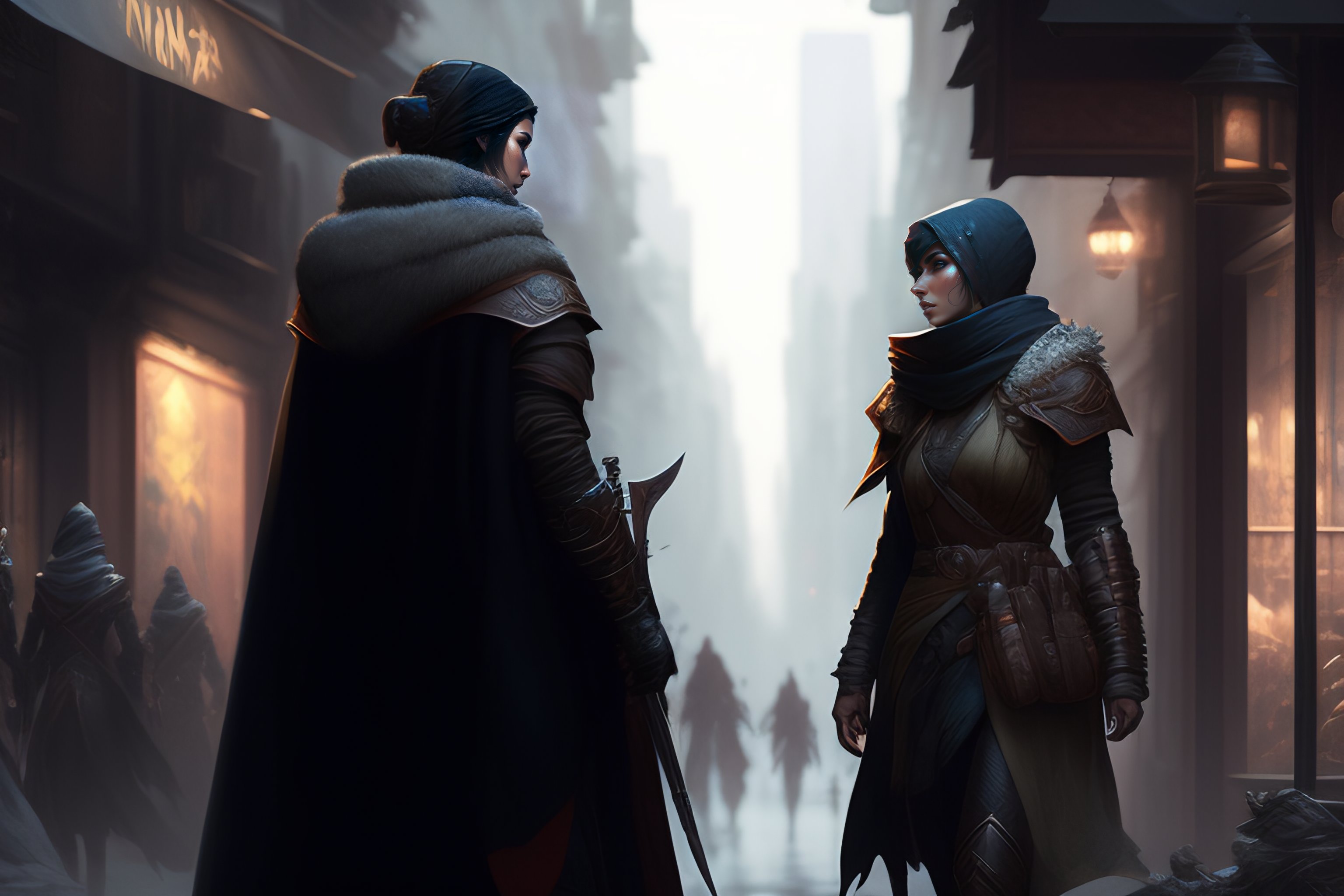 Lexica - A female rogue knife in each hand snealking through the ...