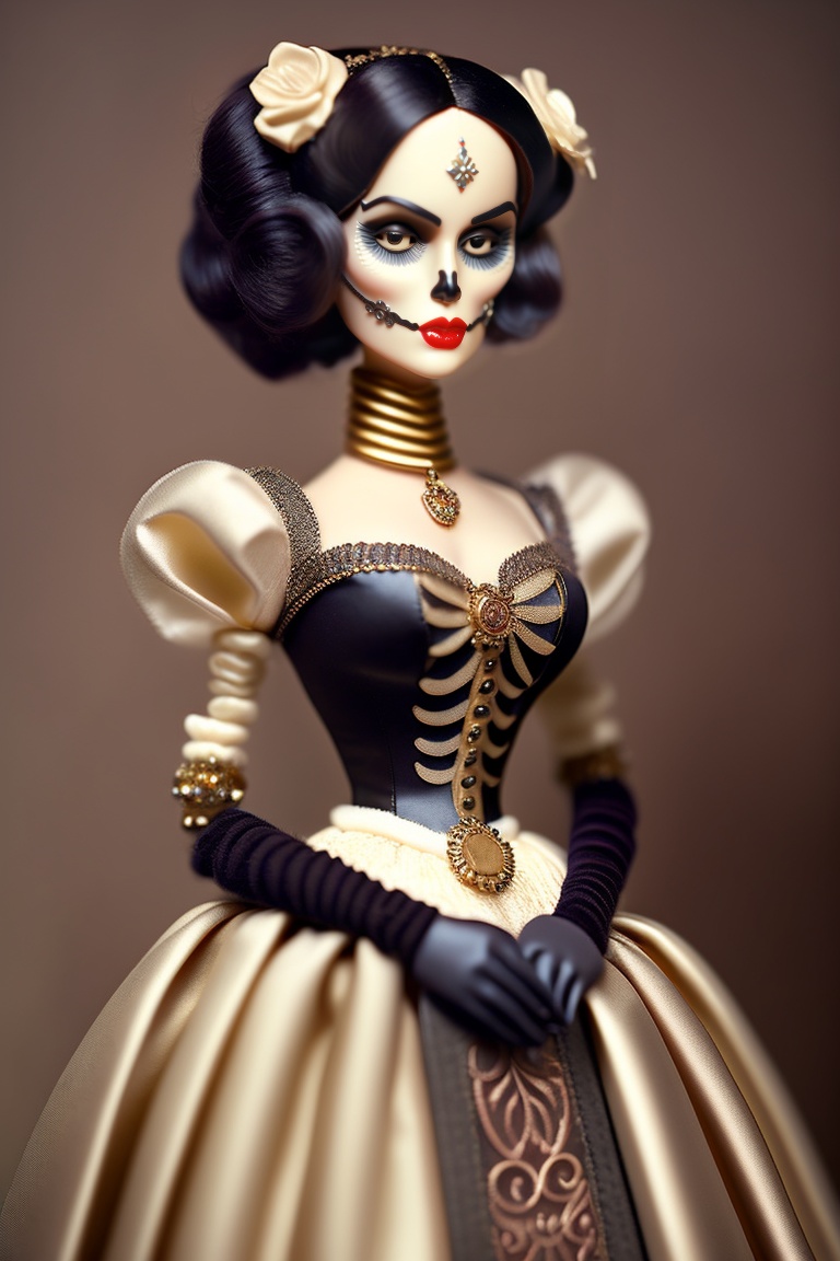 Lexica - 1940's elegant gothic undead barbie wearing a skeleton bodice ...