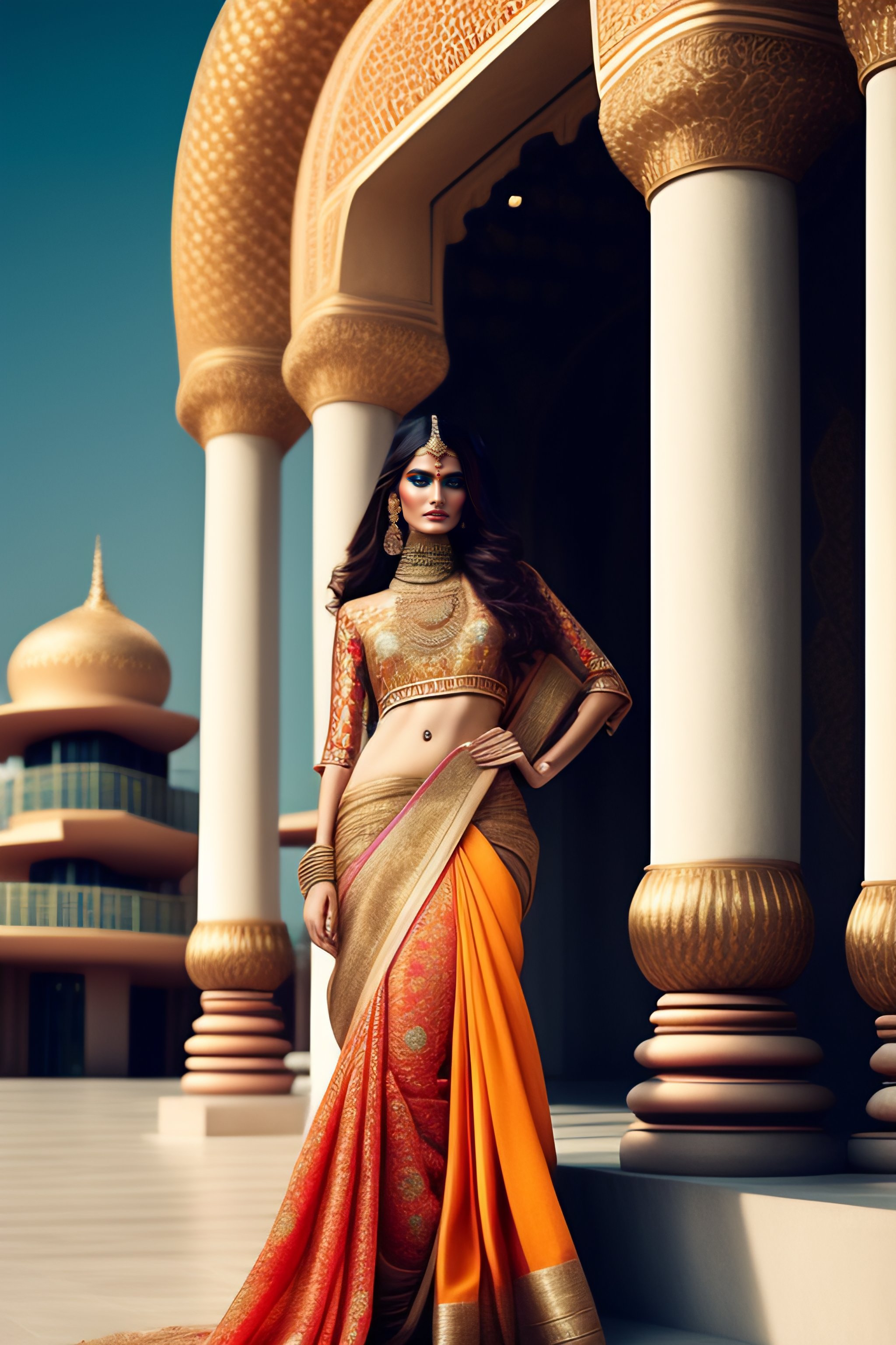 Lexica - Hyperrealistic Haute Couture Indian Fashion Model wearing ...