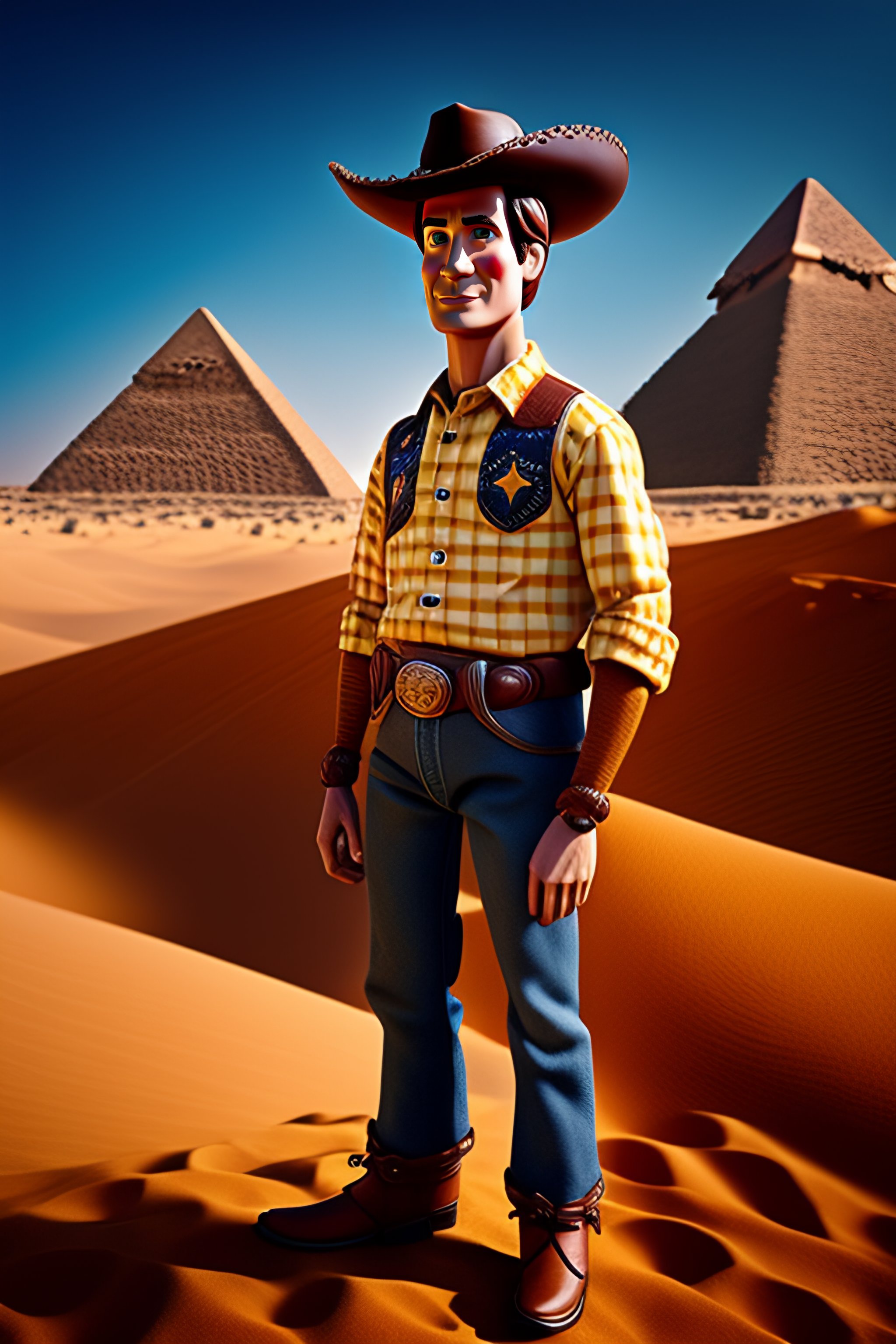 Lexica - Woody from toy story at pyramids, casual clothing, today's ...