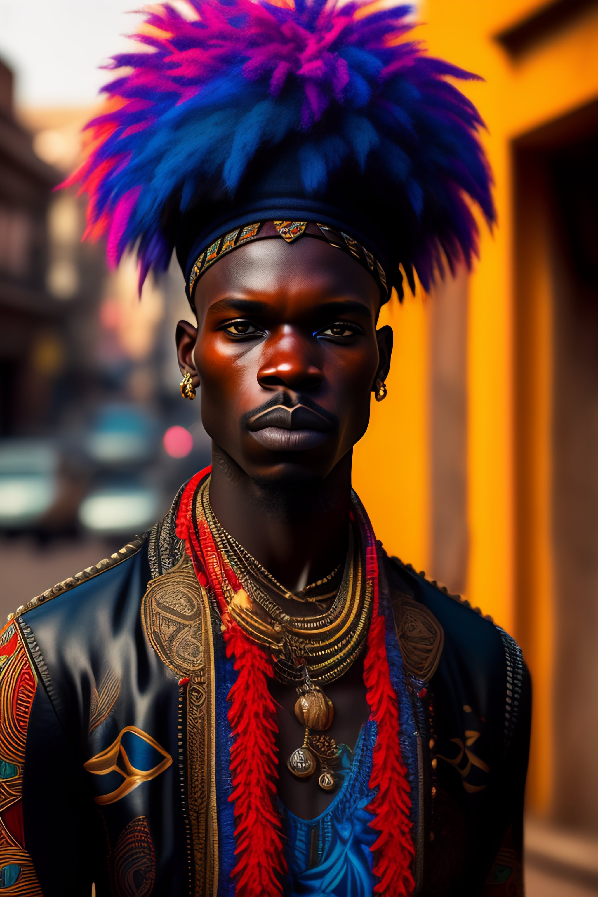 Lexica - A funny portrait of a punk rock African character with guitar ...