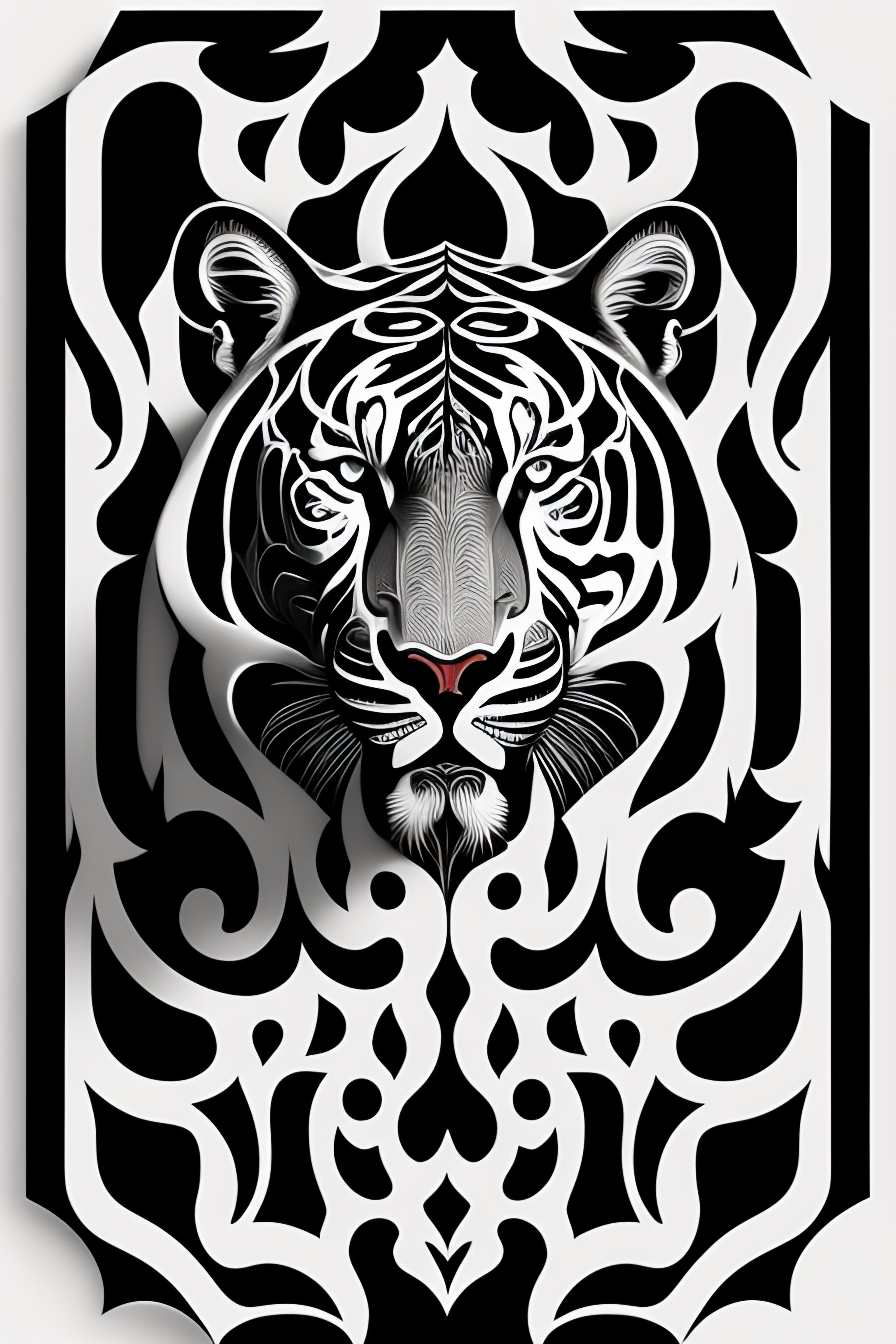 Lexica - Saber tooth tiger skull, black and white, Alex Grey, fractal ...