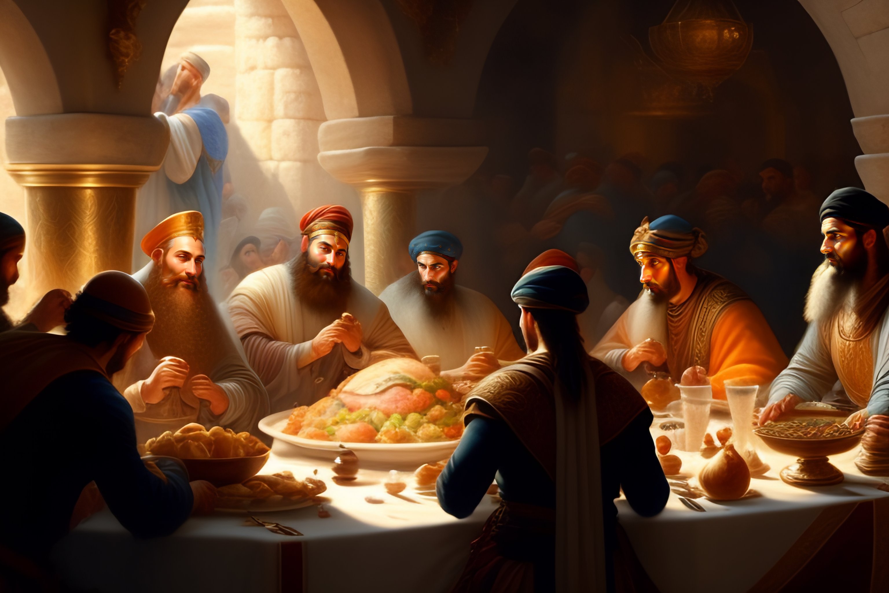 Lexica - A detailed painting a passover feast, 1st century jerusalem ...