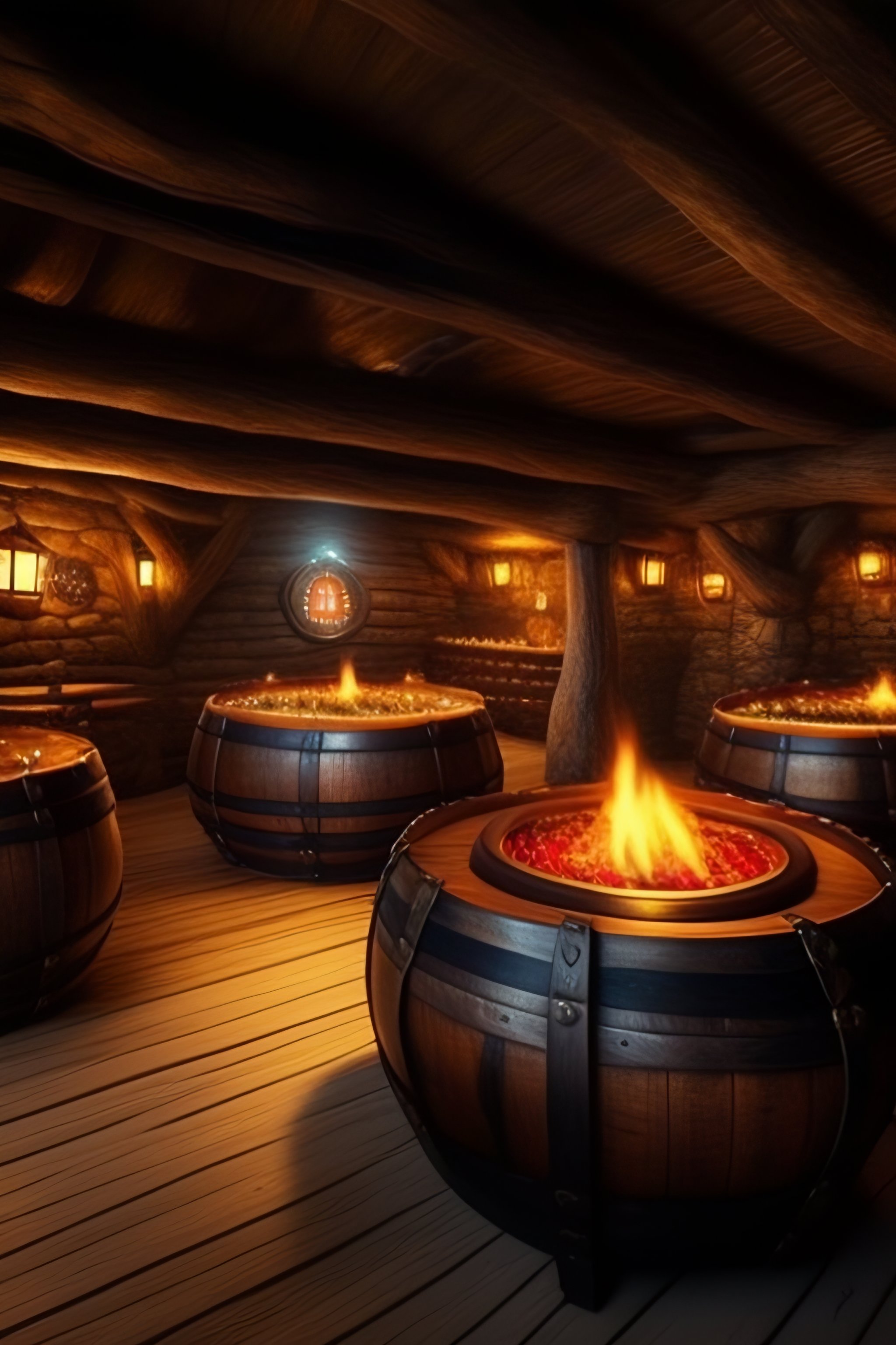 Lexica - A cozy and warm Tavern with a dwarf-themed decor. The walls ...