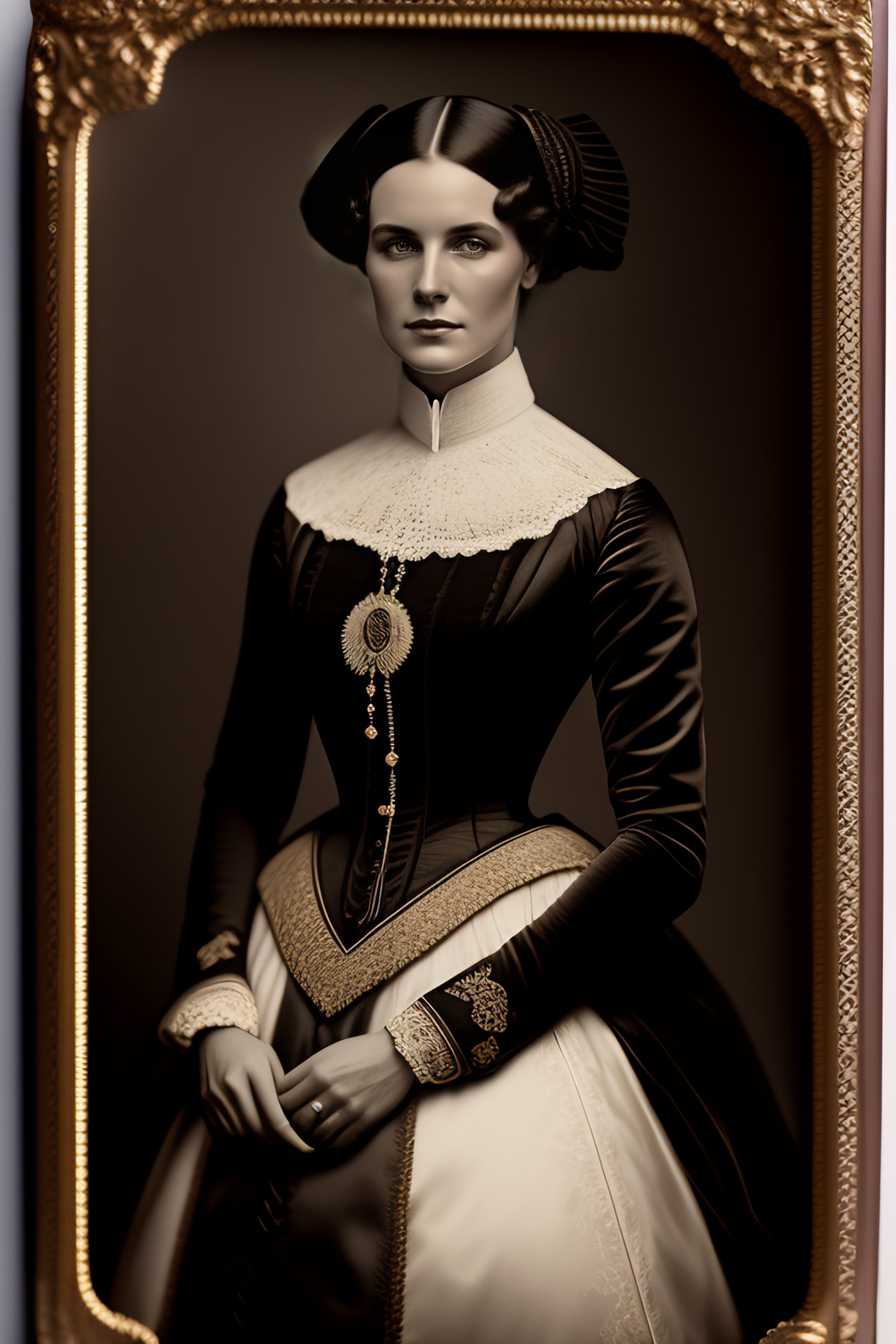 Lexica - Ambrotype portrait of a young victorian woman wearing formal ...