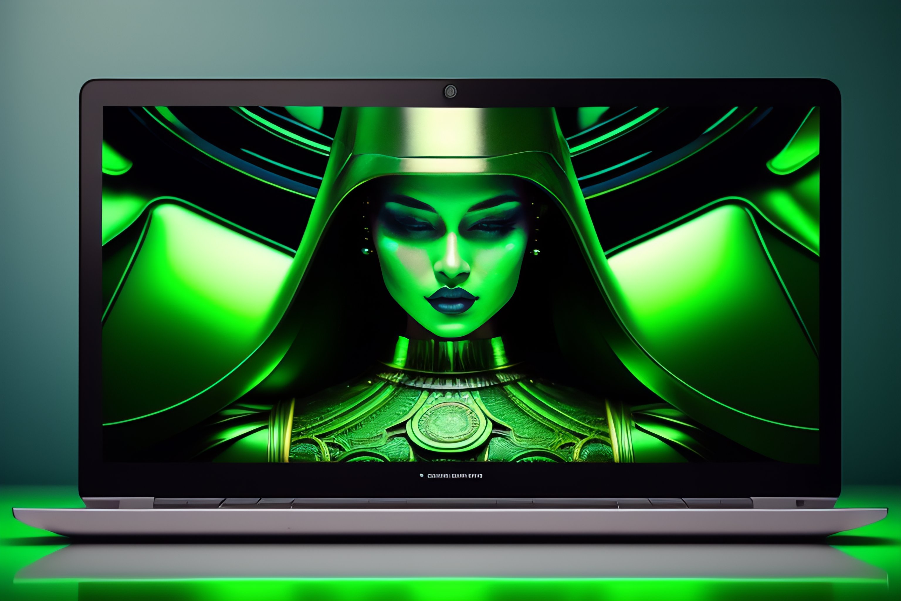 Lexica - A photo image a laptop with a green background and the words ...