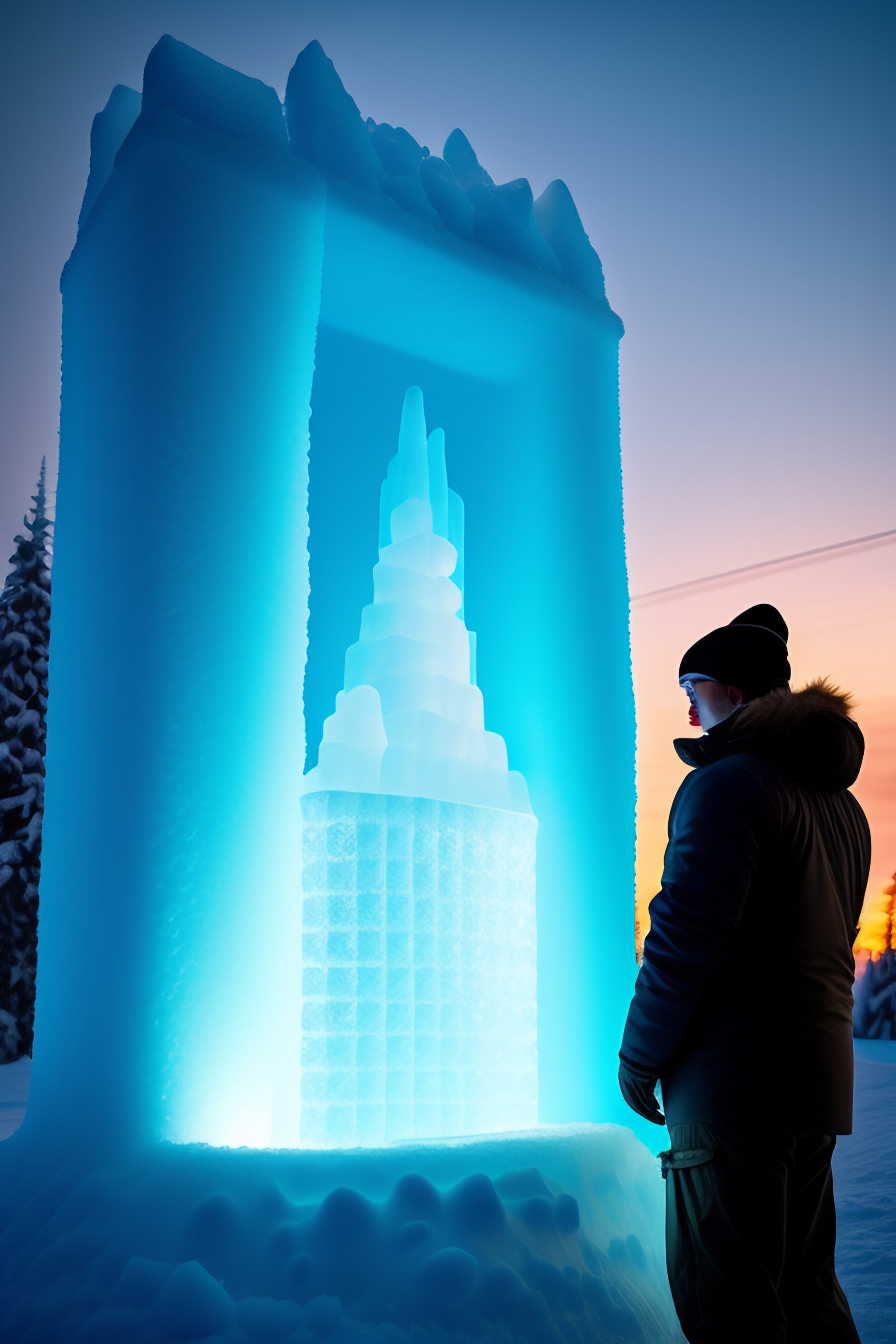 Lexica - A man building an ice castle