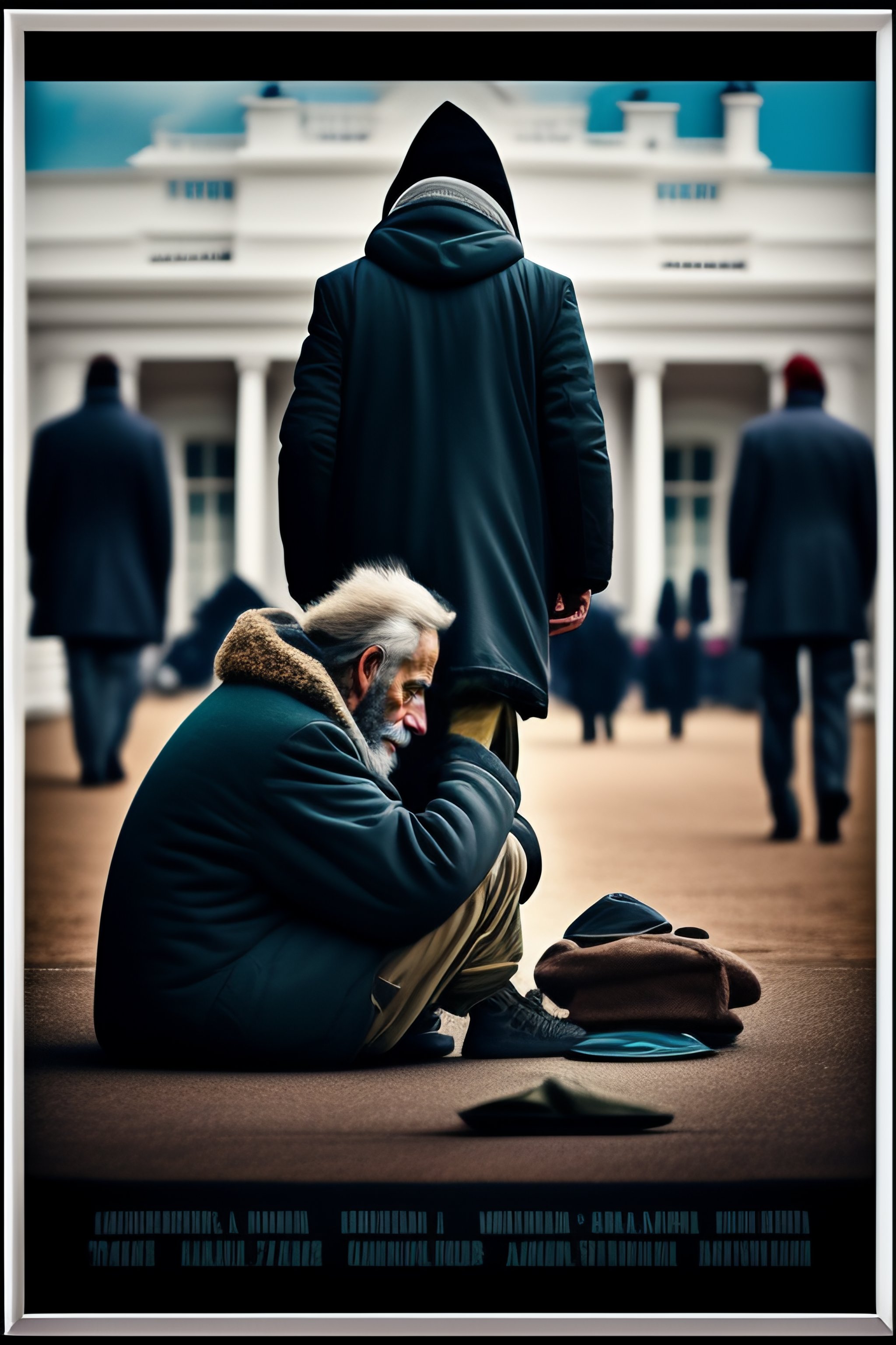 Lexica - Homeless man in the white house