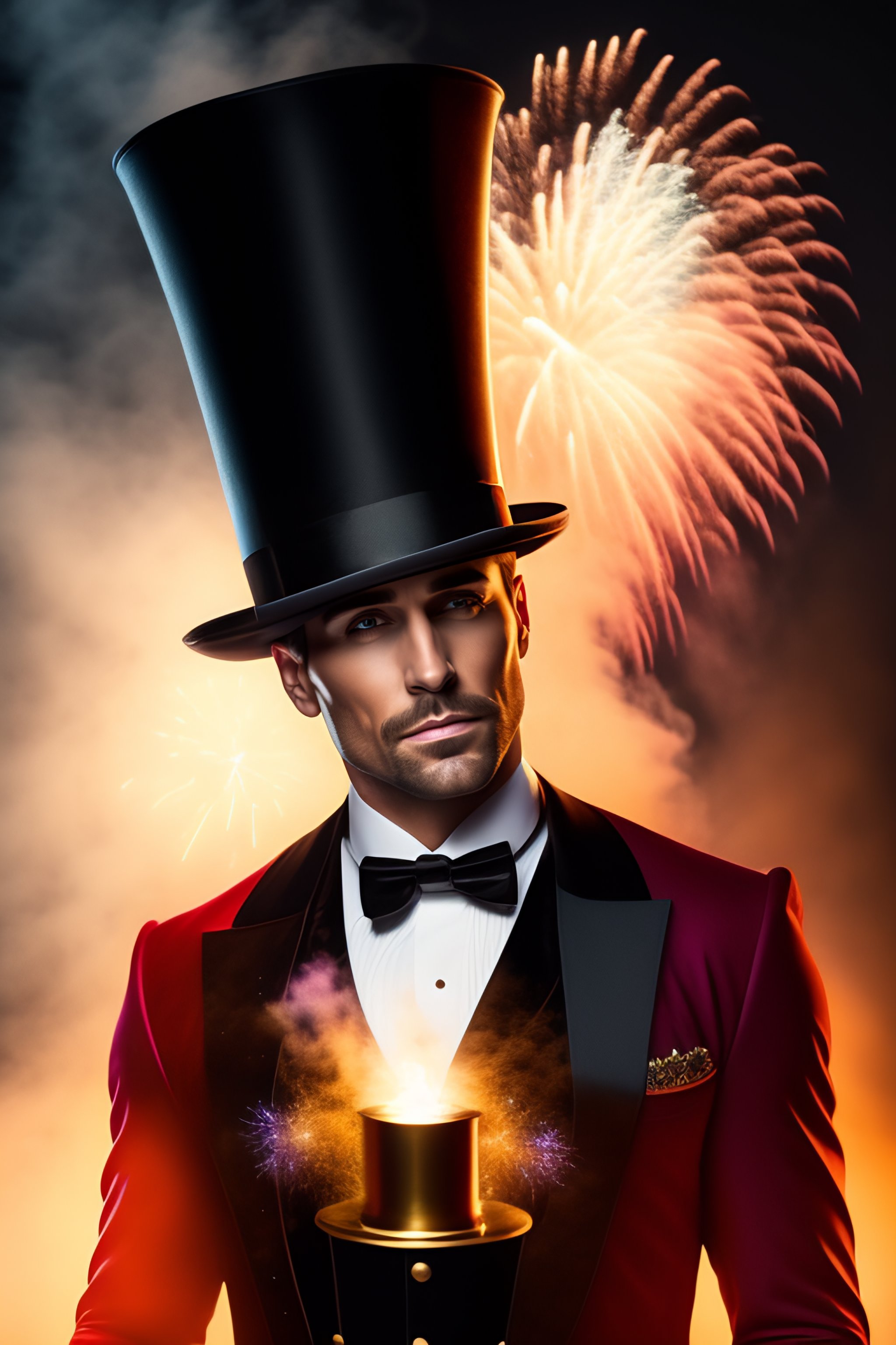 Lexica - A magician's top hat turned bottom up, with fireworks ...