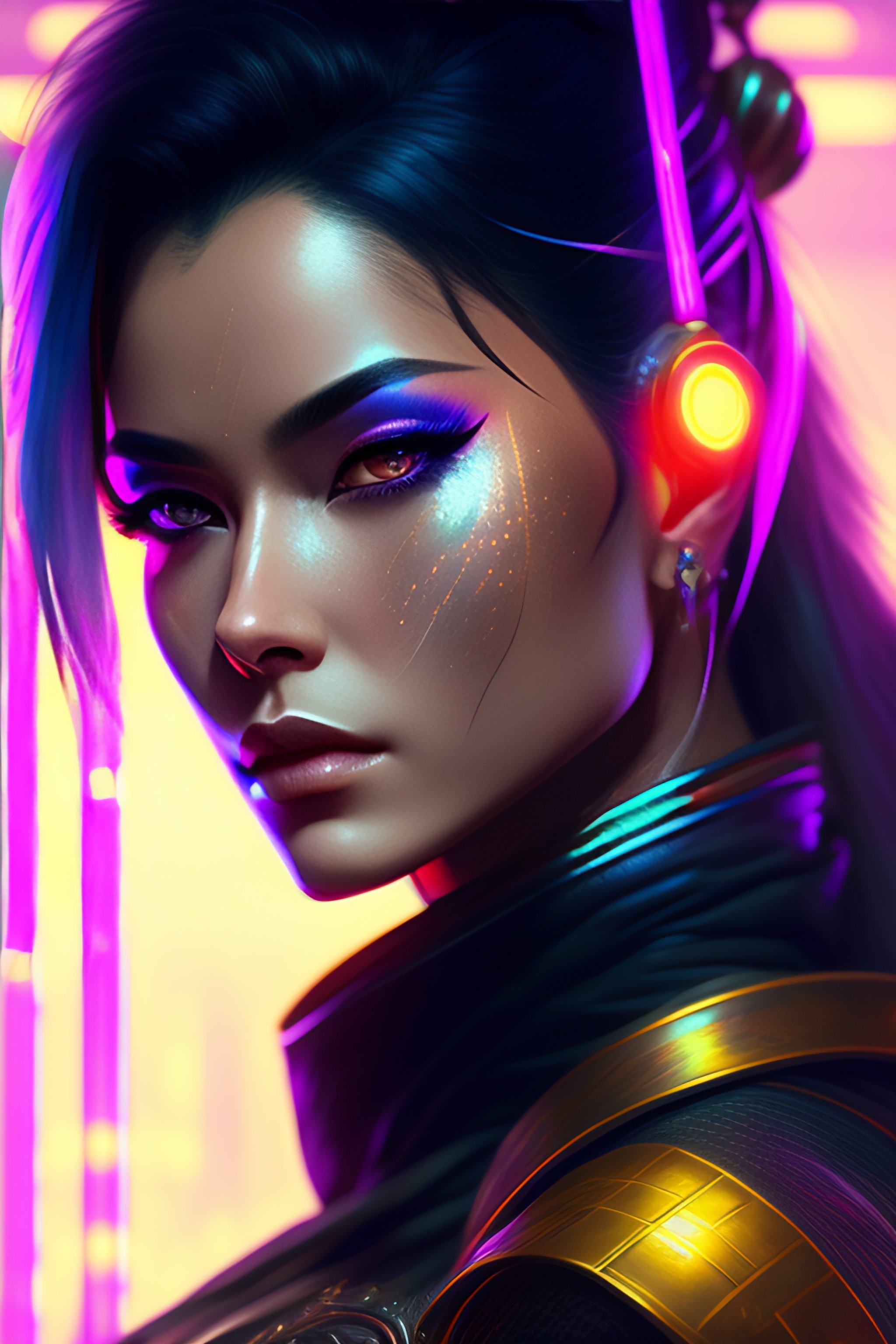 Lexica - Female archer, cyberpunk futuristic neon. fencing, long sword ...