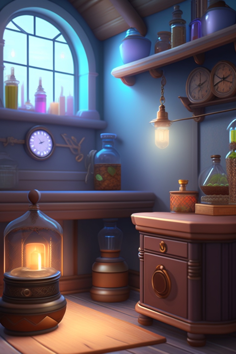 Lexica - Fantasy inpatient inpatient room with wizard-style equipment ...