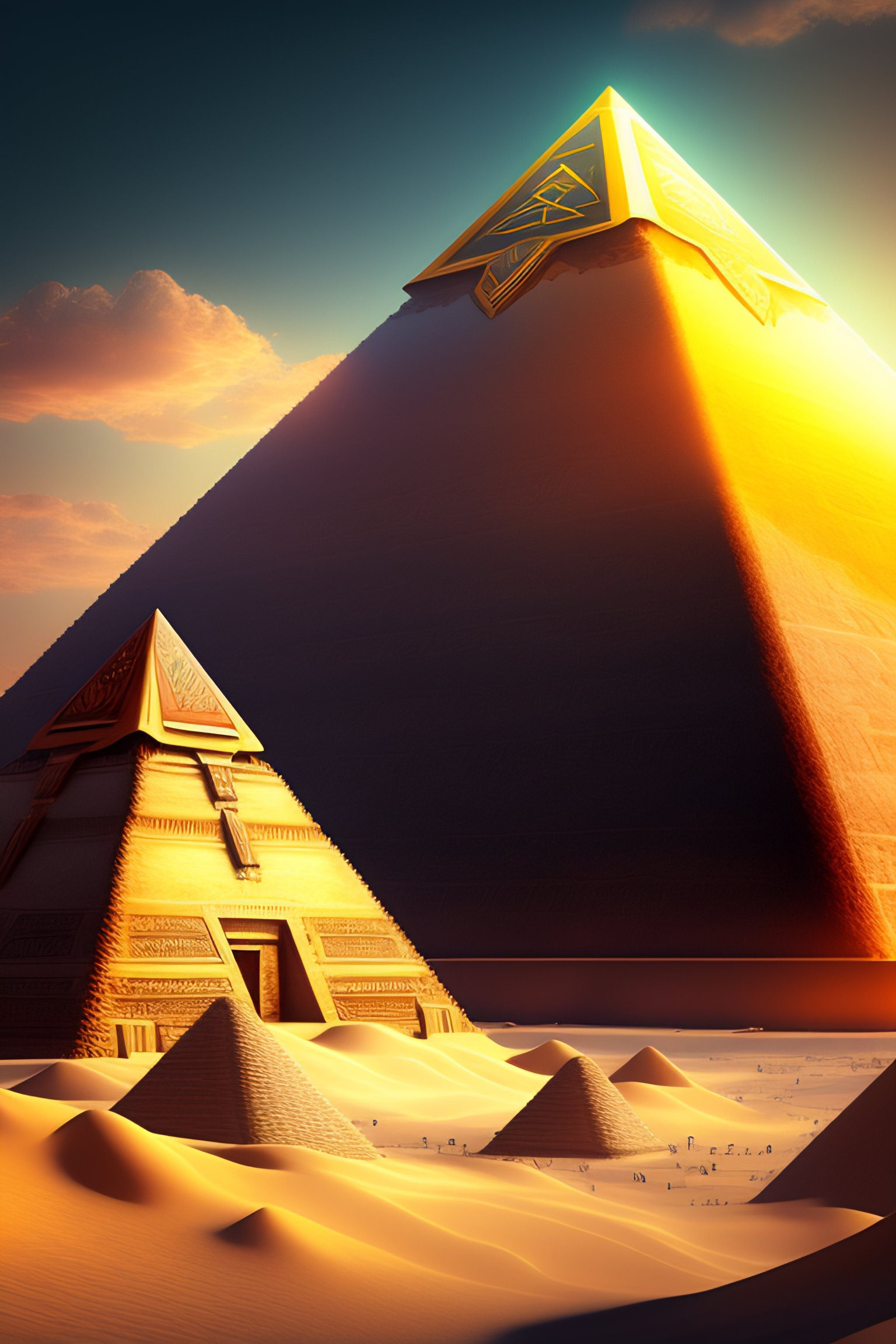 Lexica - Cinematic photo of Khufu, Khafre, and Menkaure the pyramids of ...