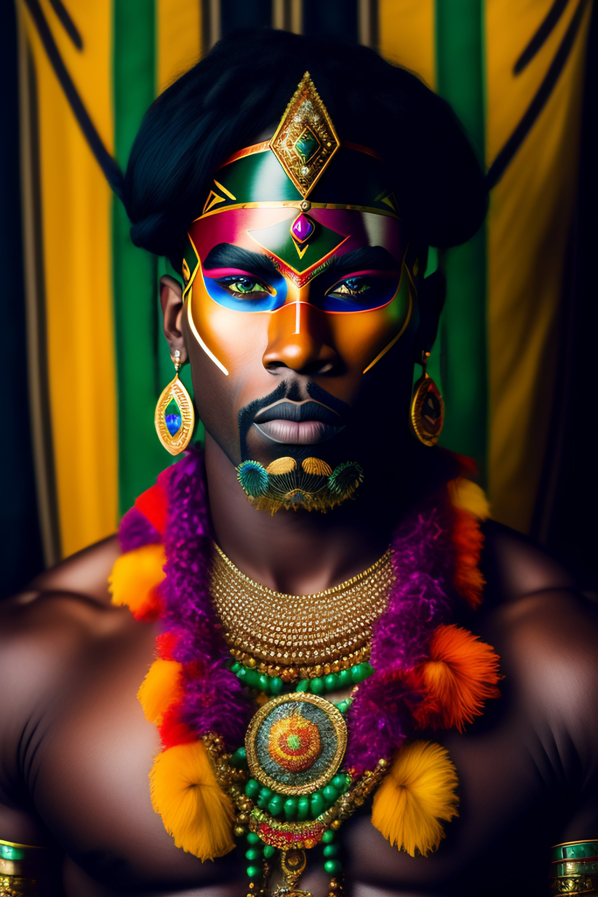 Lexica - Epic portrait of man in a mardi gras Harlequin mask in, pearls ...