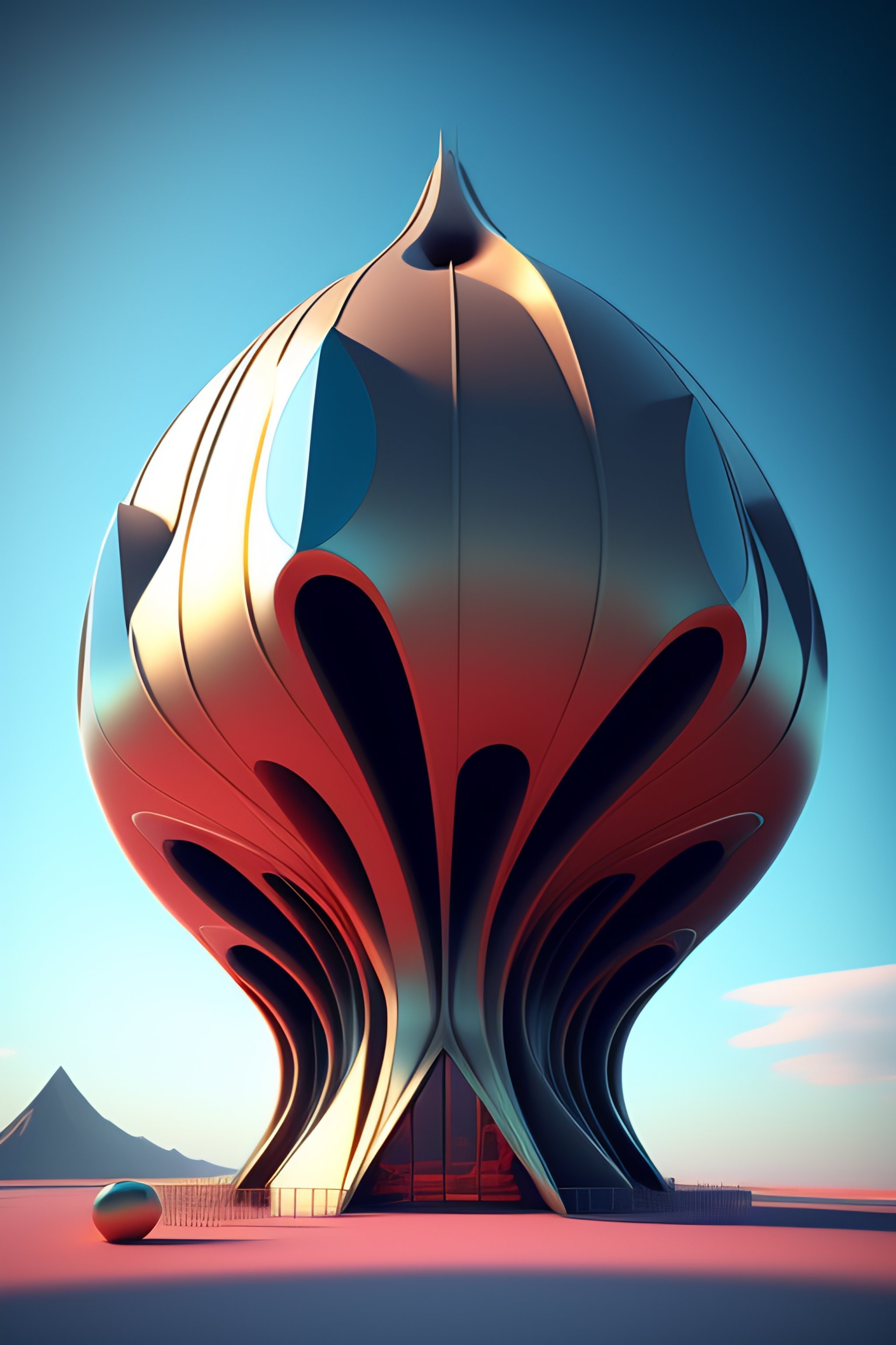 Lexica - Futuristic organic shape building consist of dynamic particles ...