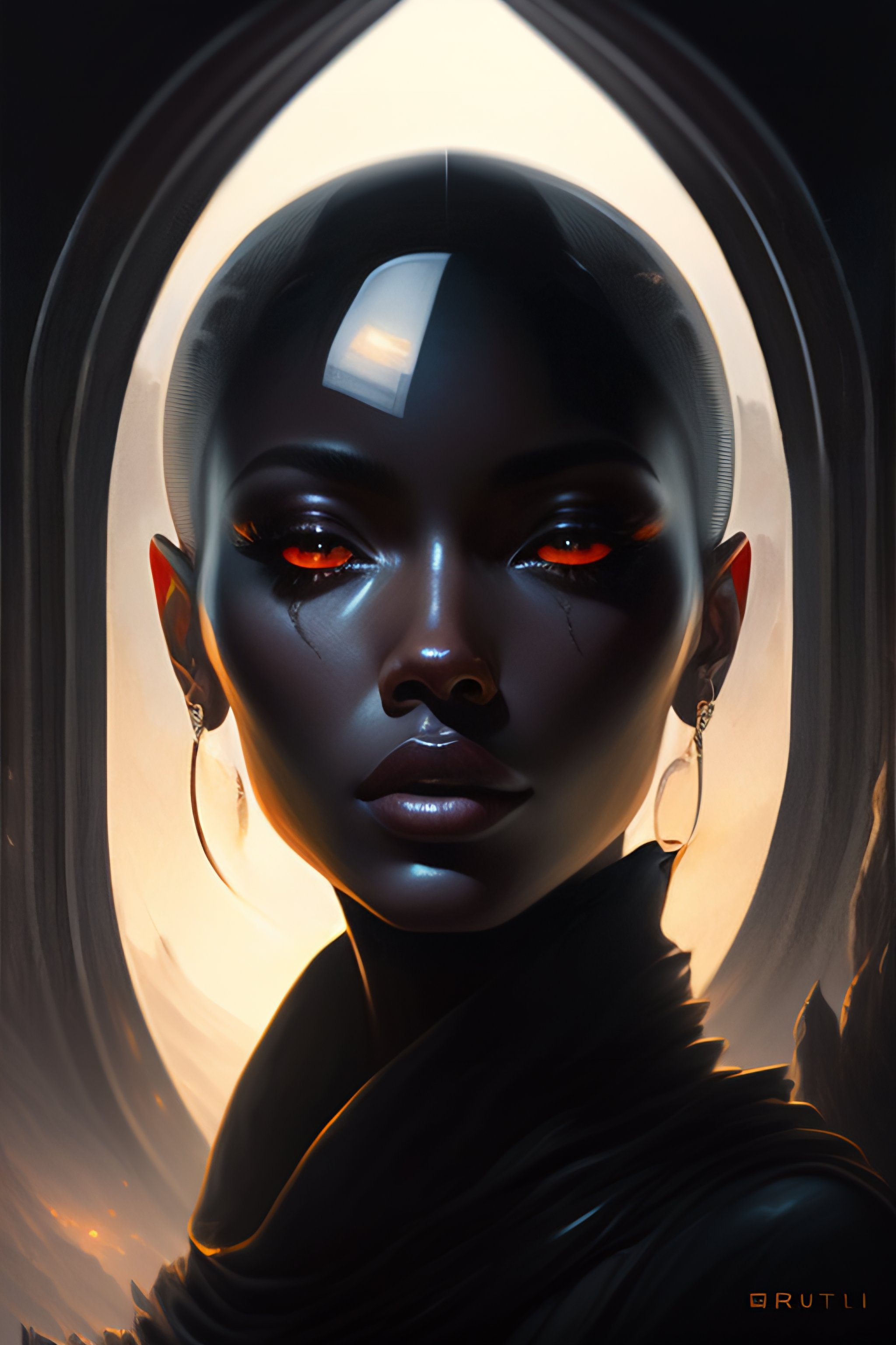 Lexica - Realist picture centered face portrait evil big eyed skull ...