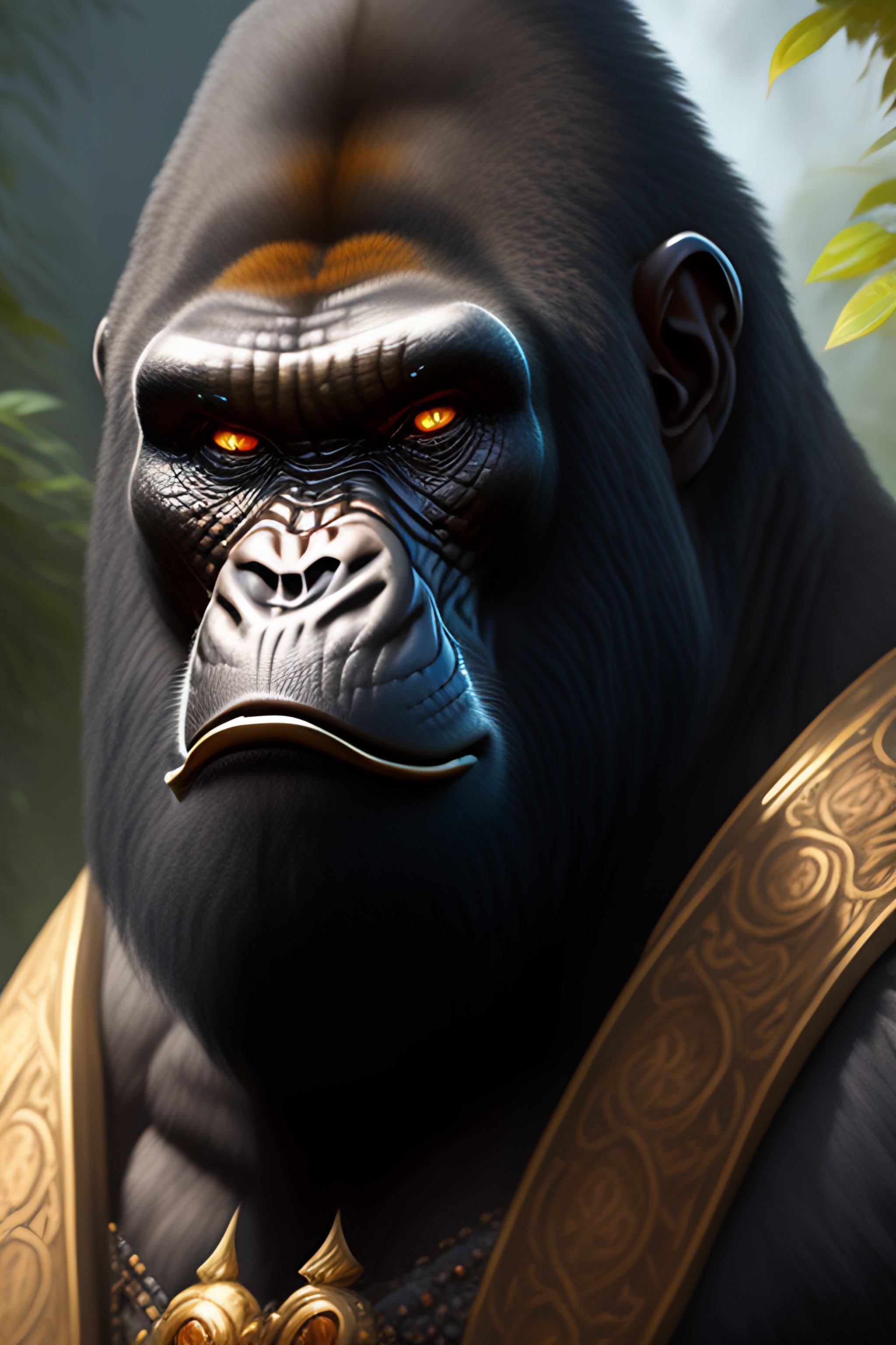 Lexica - A detailed portrait of a gorilla warrior illustrator, by ...